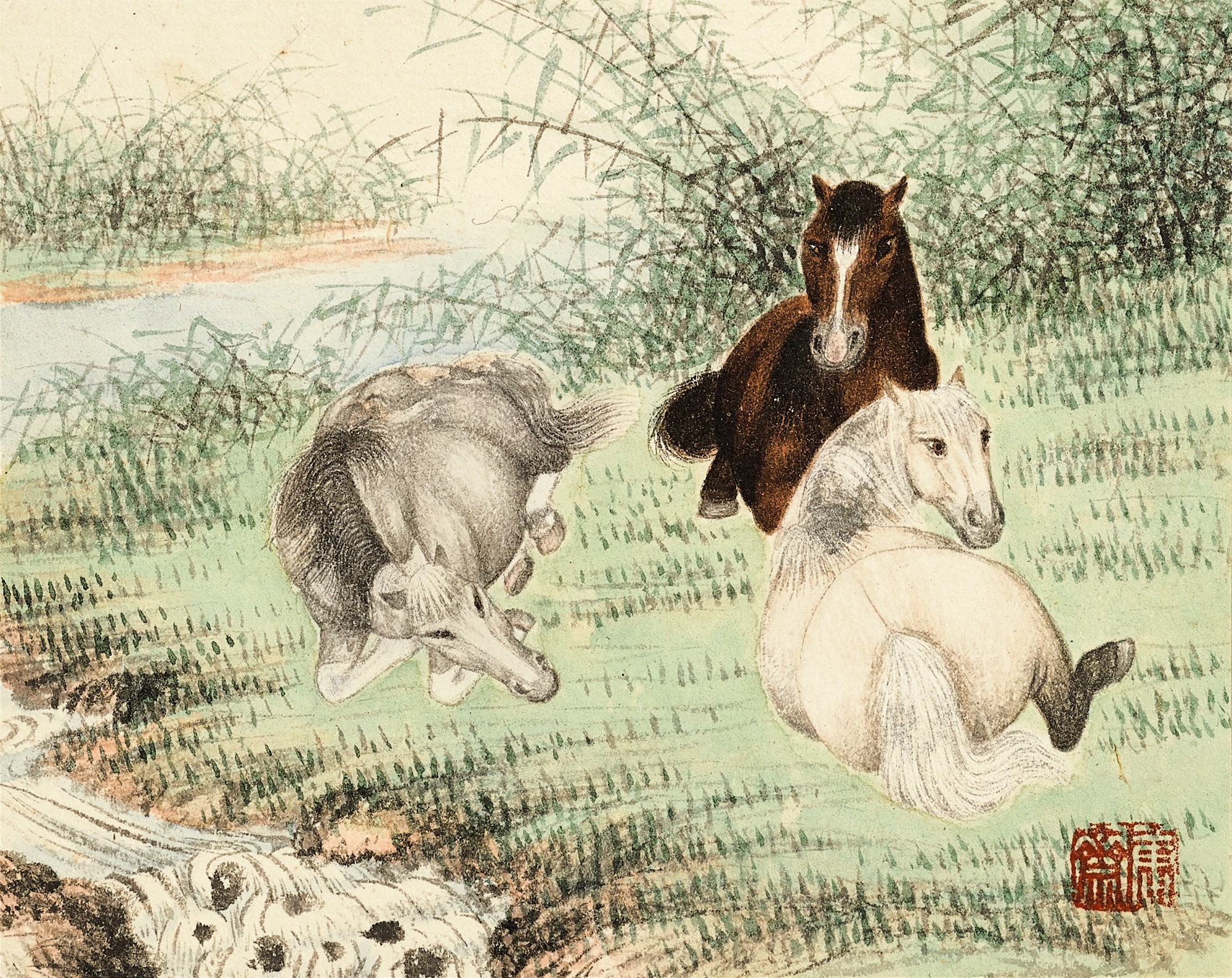 PU JIN; PU ZUO 溥伒、溥佐 | Landscapes and Horses 山水駿馬合璧冊 | Fine Chinese ...