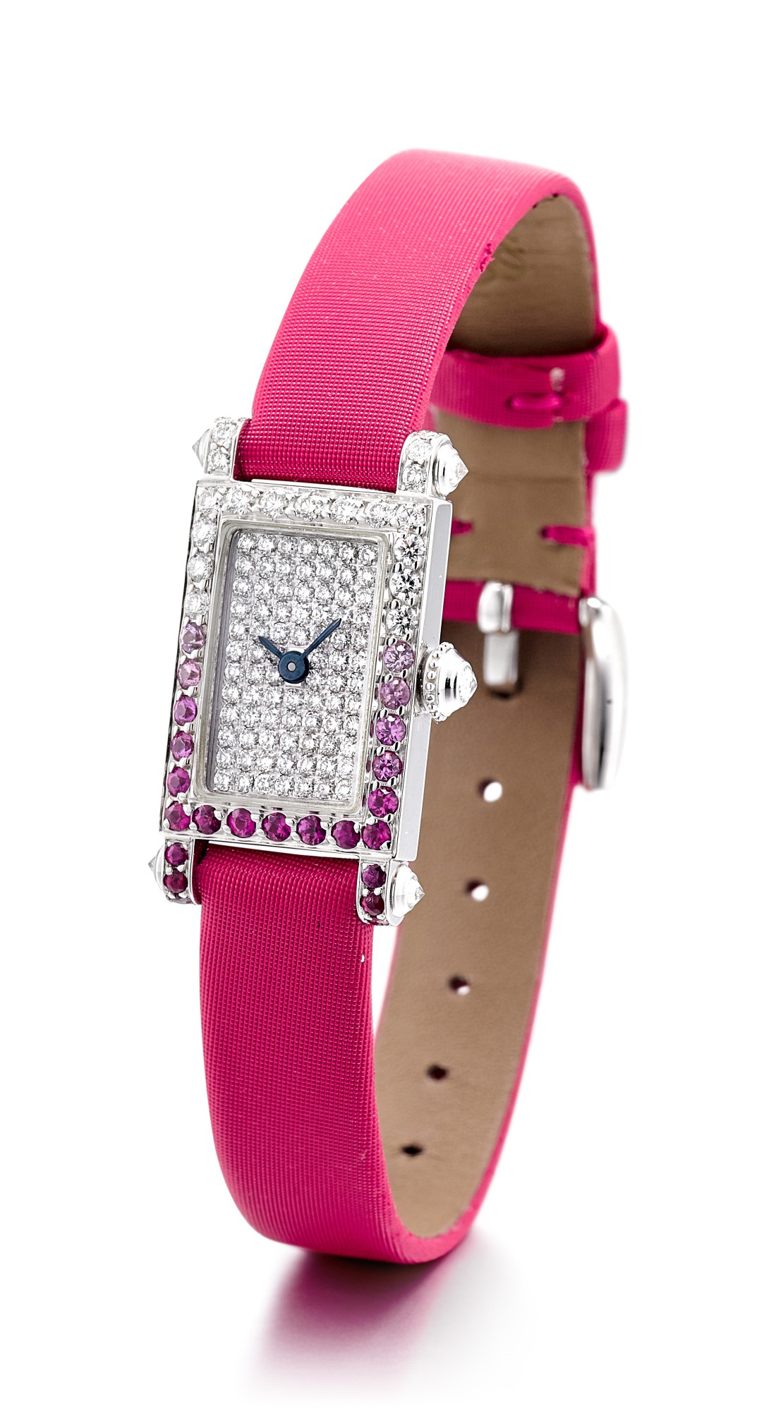CHARLES OUDIN | A WHITE GOLD, DIAMOND AND PINK SAPPHIRE-SET WRISTWATCH ...