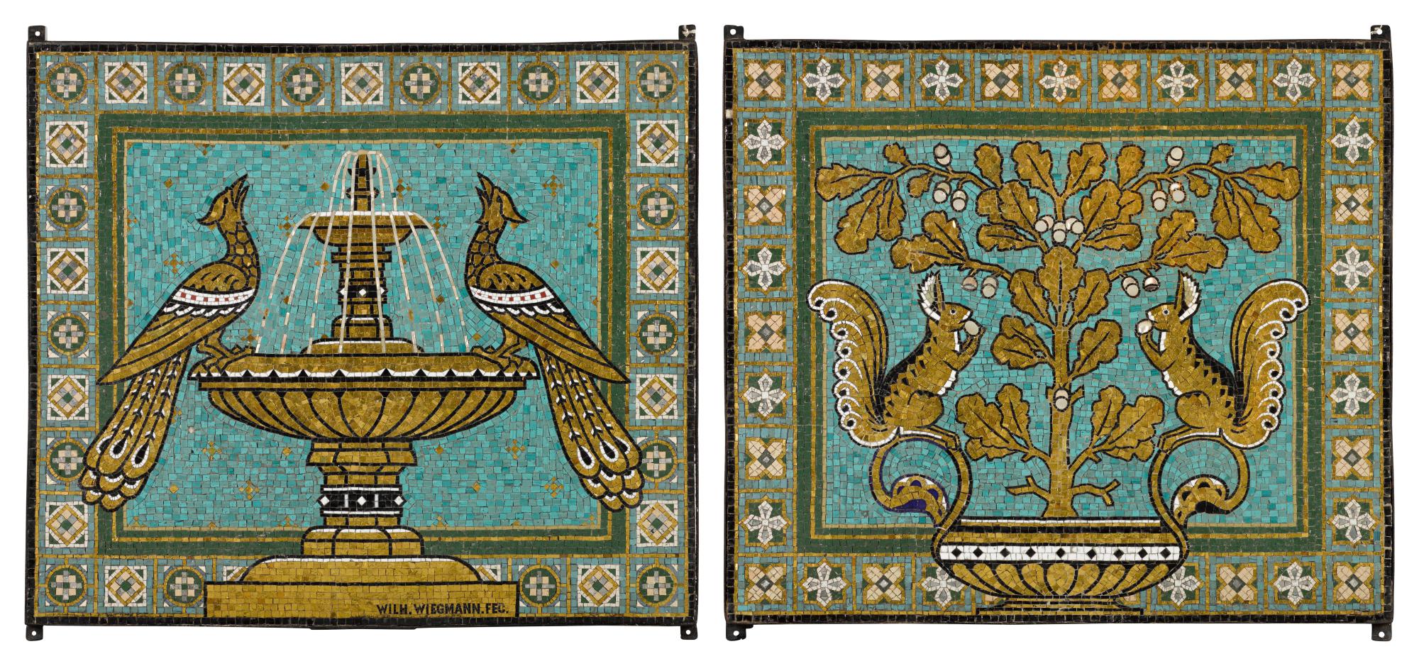 Two German mosaic panels by Wilhelm Wiegmann (1851-1920), late 19th ...