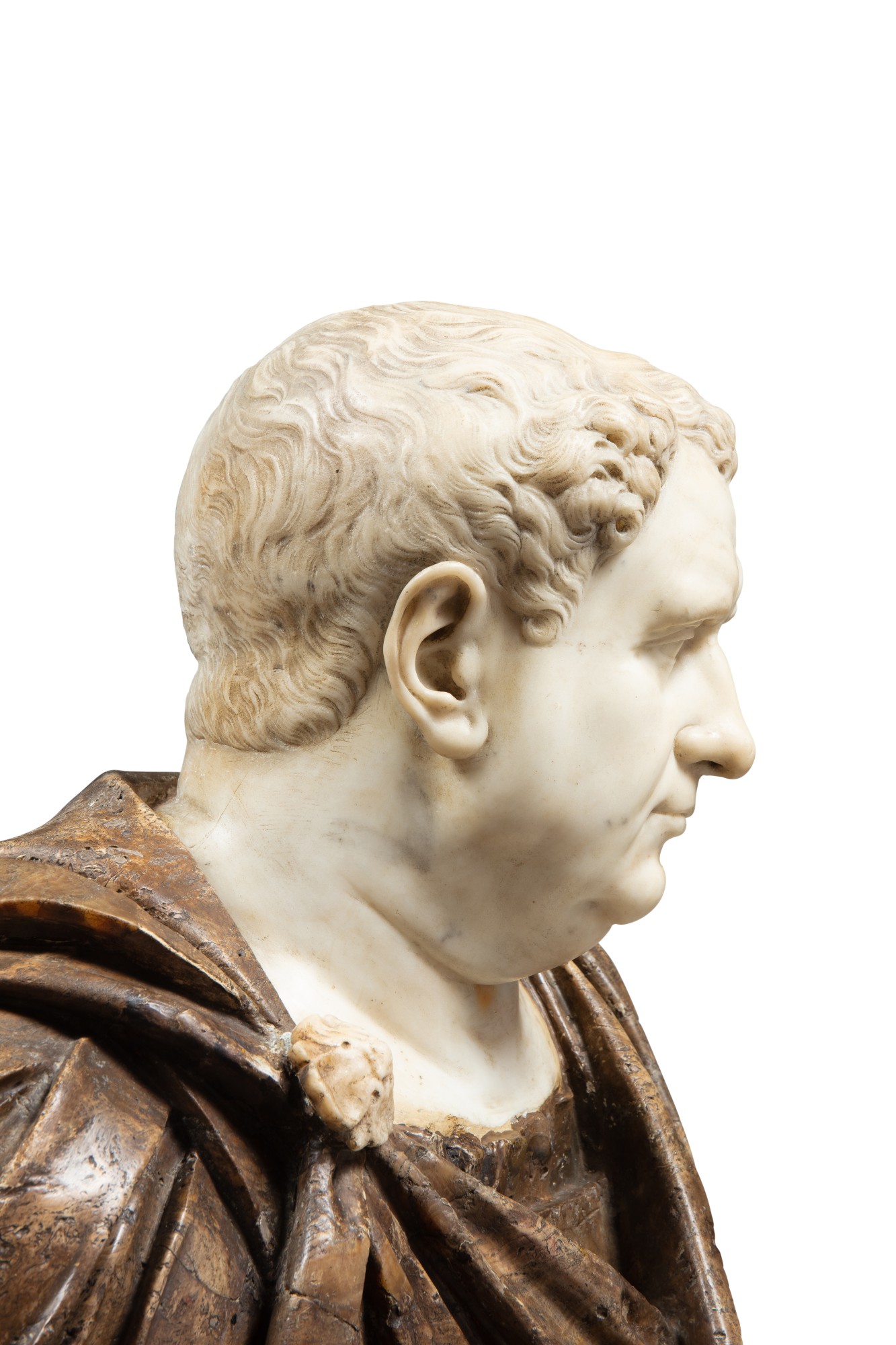 An Italian white marble and onyx bust of the Roman emperor Vitellius ...