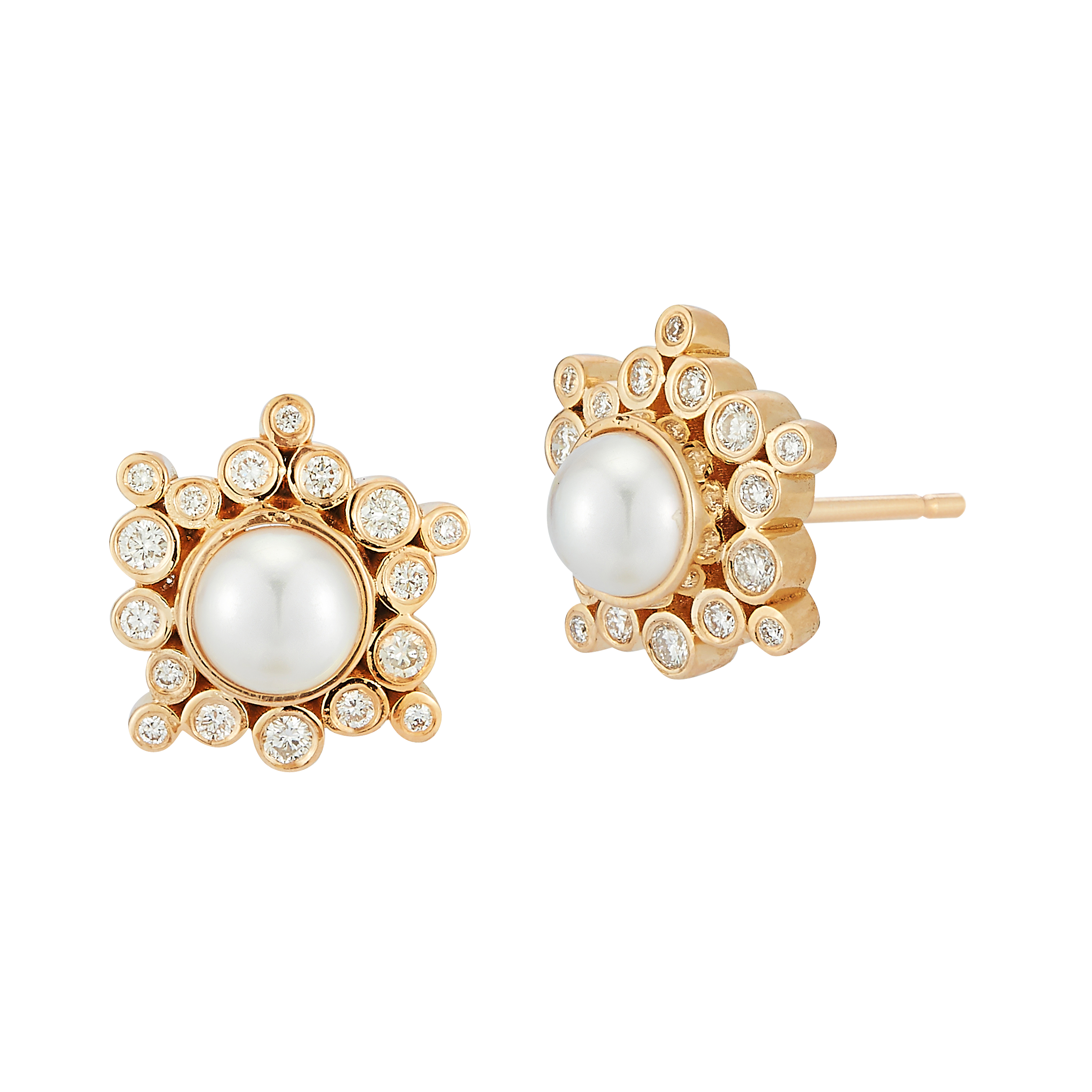 Renna Gold, Cultured Pearl And Diamond Bubble Earstud Available For ...