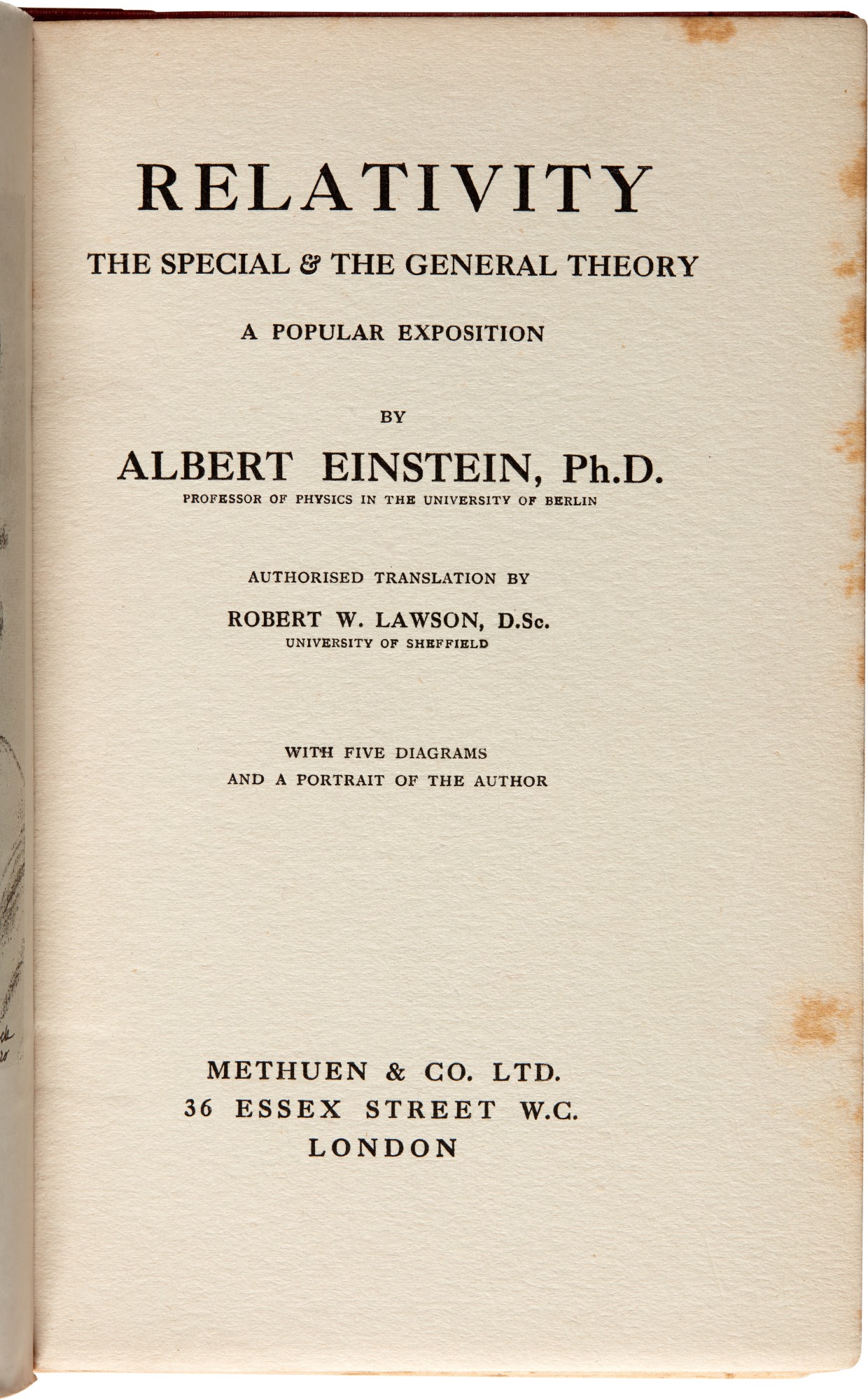 Albert Einstein | Relativity: the special and general theory, 1920 ...