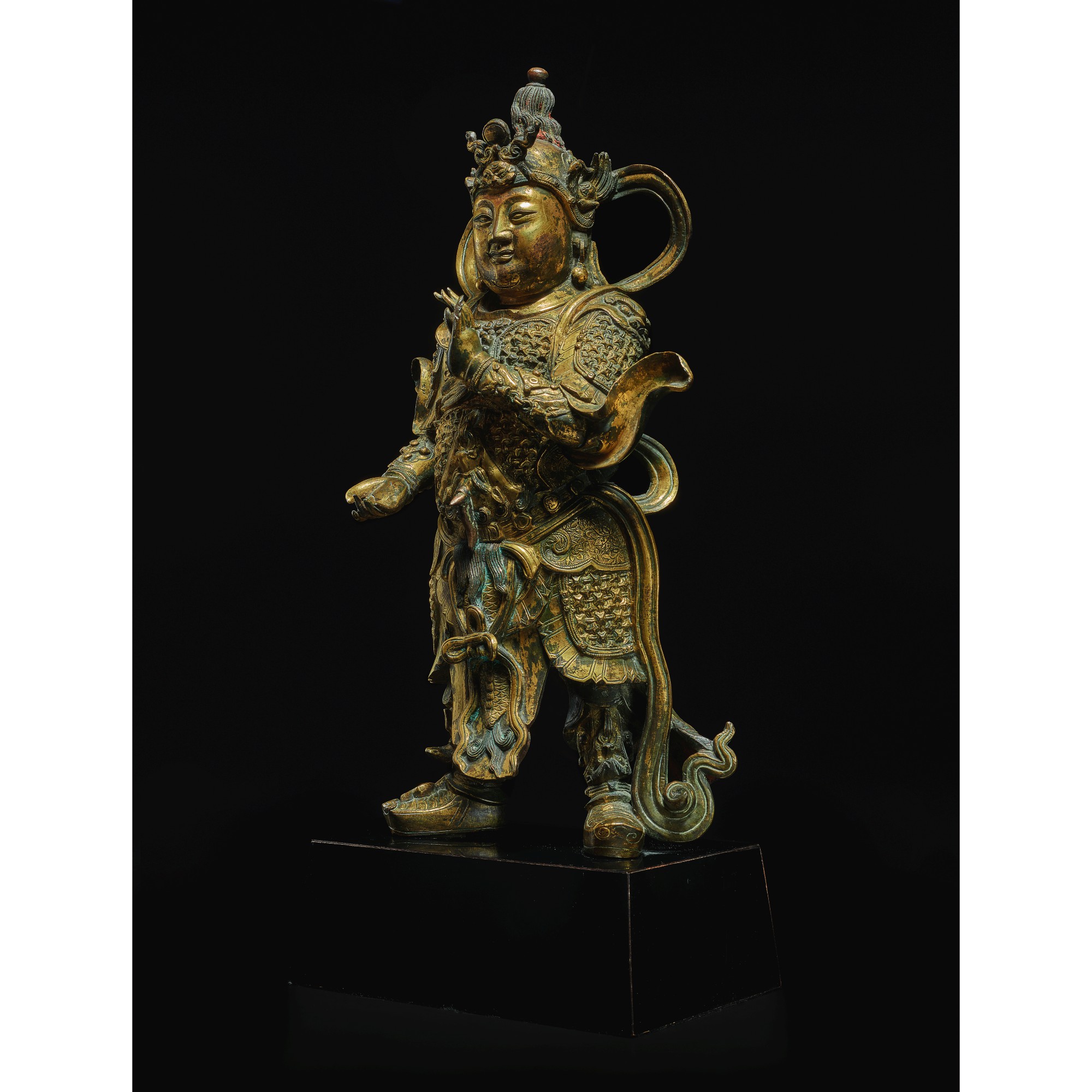A large gilt-bronze figure of Weituo, Ming dynasty | 明 銅鎏金韋陀立像 ...
