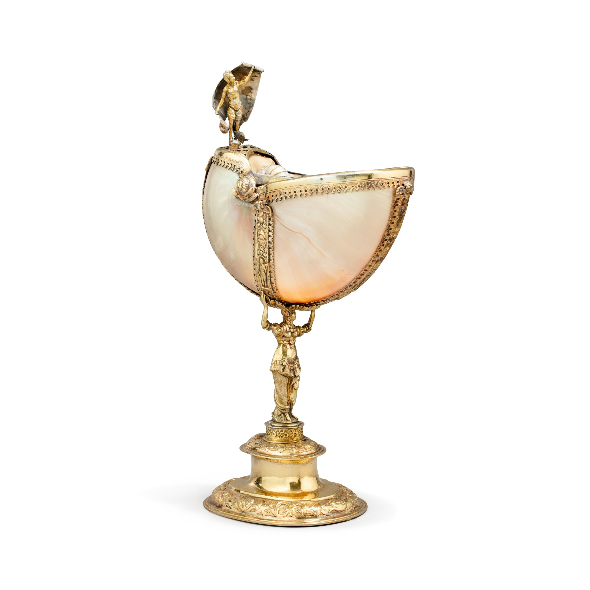 A German nautilus shell cup with silver-gilt mounts, Heinrich Beust ...