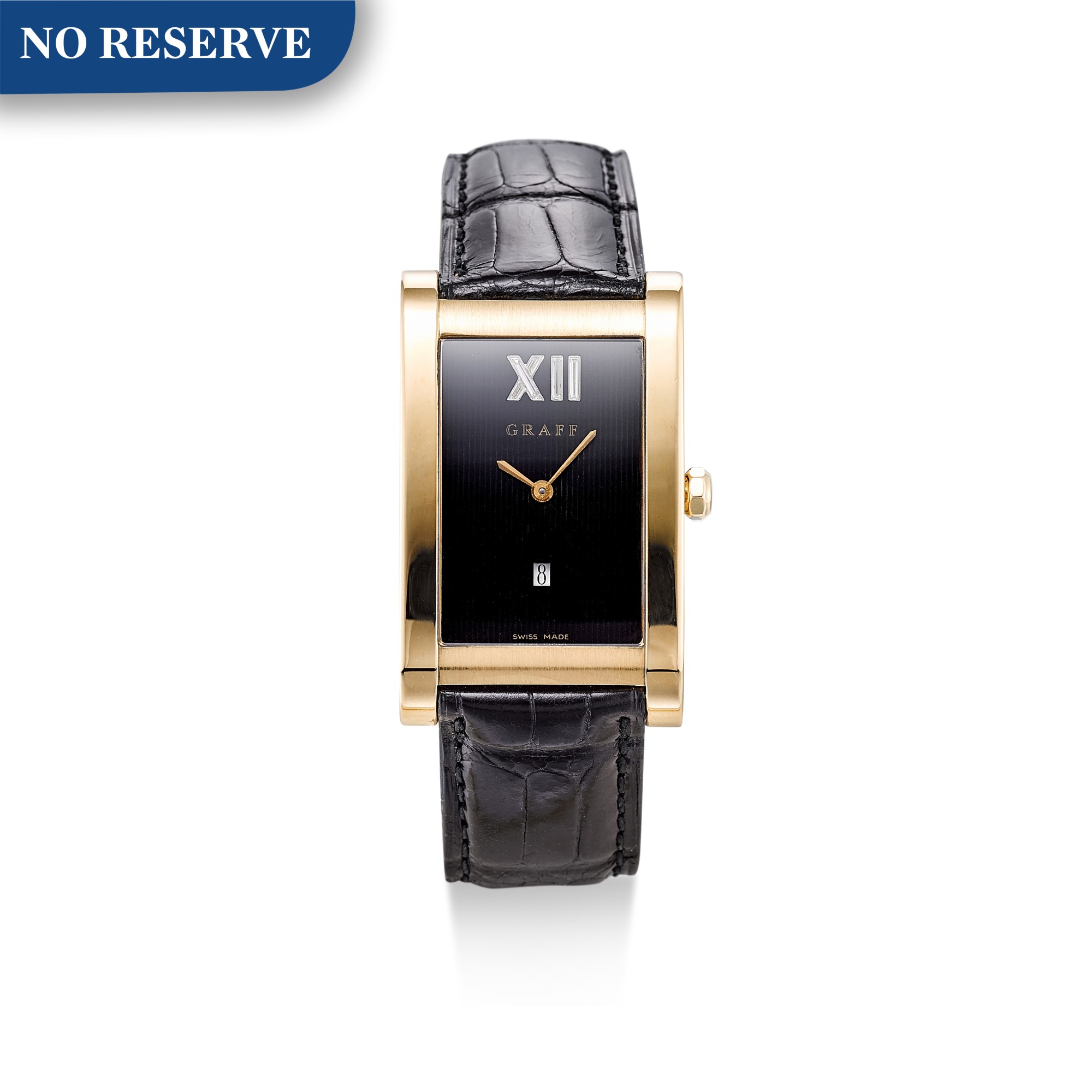 GRAFF | TANK, A YELLOW GOLD AND DIAMOND-SET WRISTWATCH WITH DATE, CIRCA ...