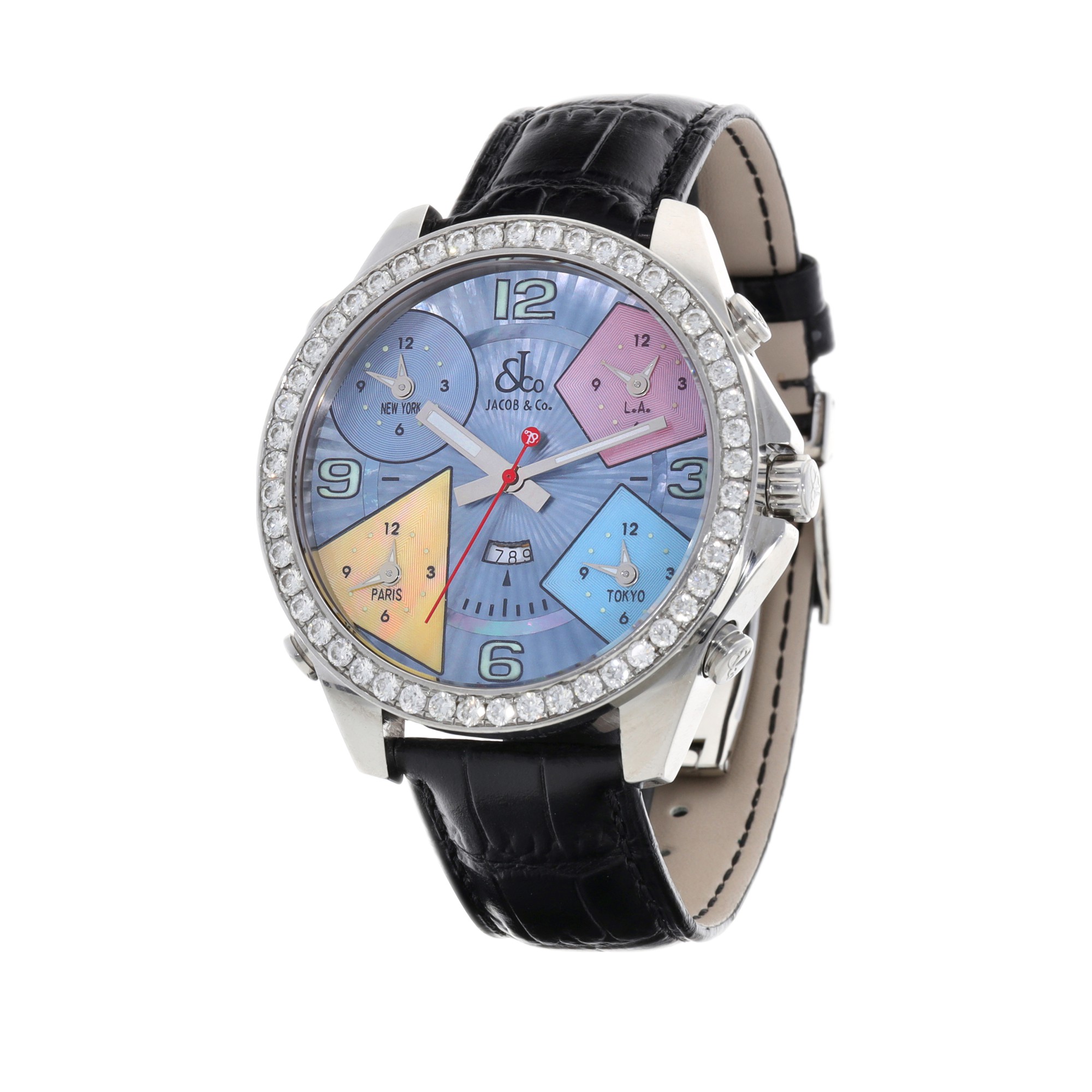 Reference JC-1 | A stainless steel diamond-set quintuple time zone ...