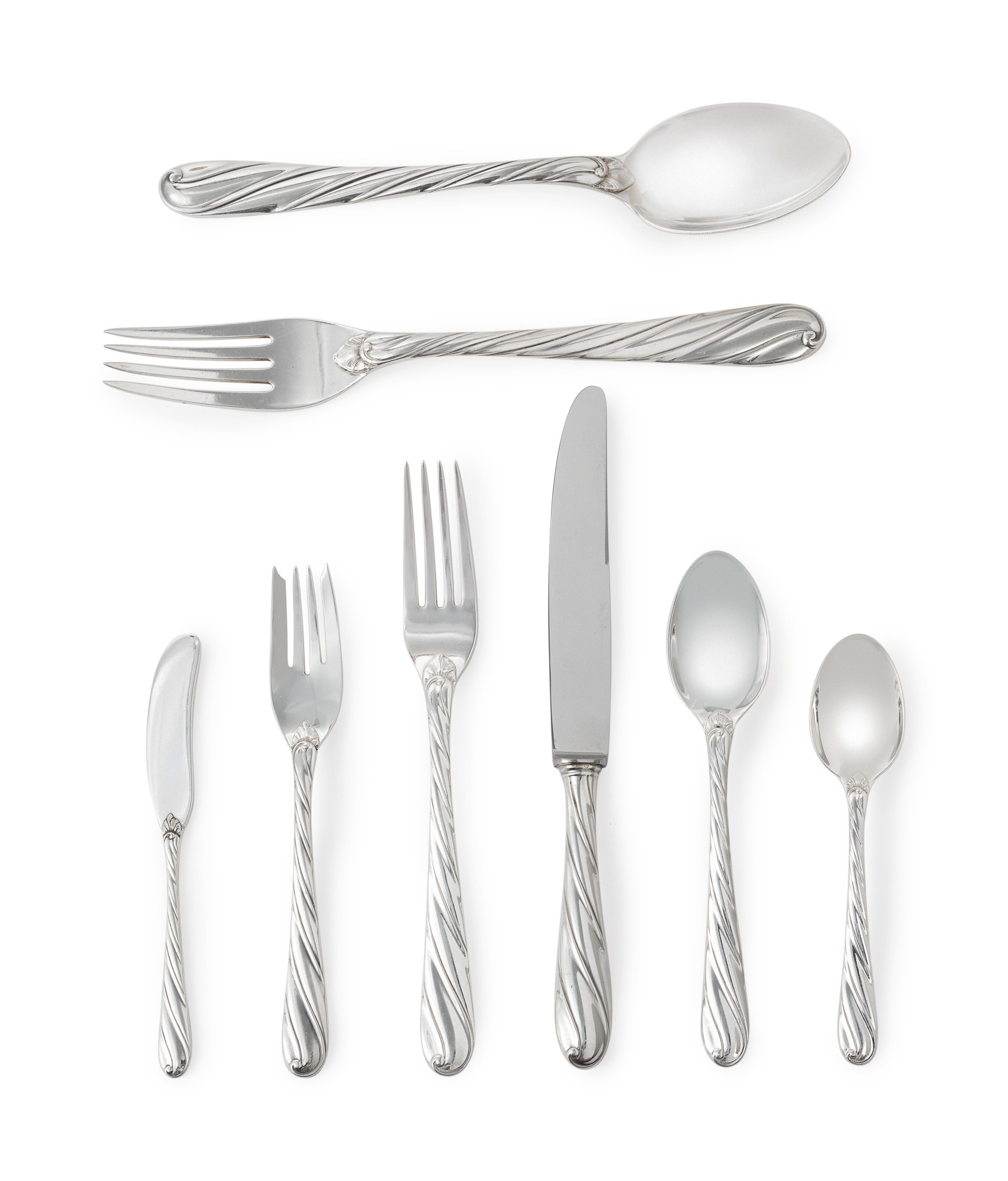 AN ITALIAN SILVER TORCHON PATTERN FLATWARE SERVICE, MARIO BUCCELLATI ...