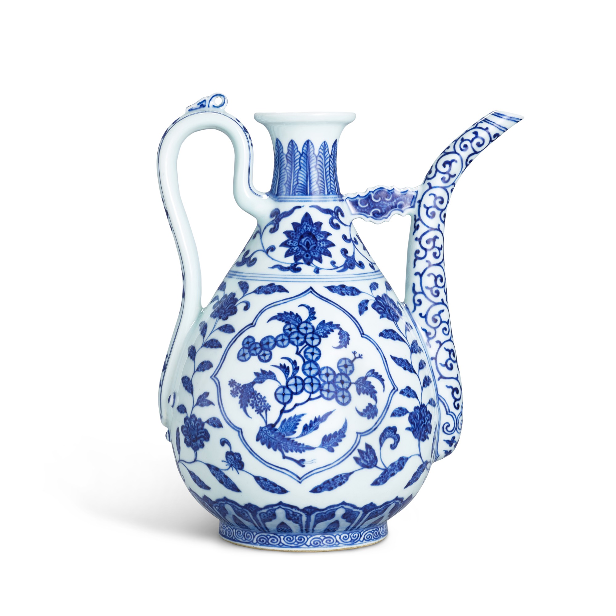 A Ming-style blue and white ewer, Seal mark and period of Qianlong ...