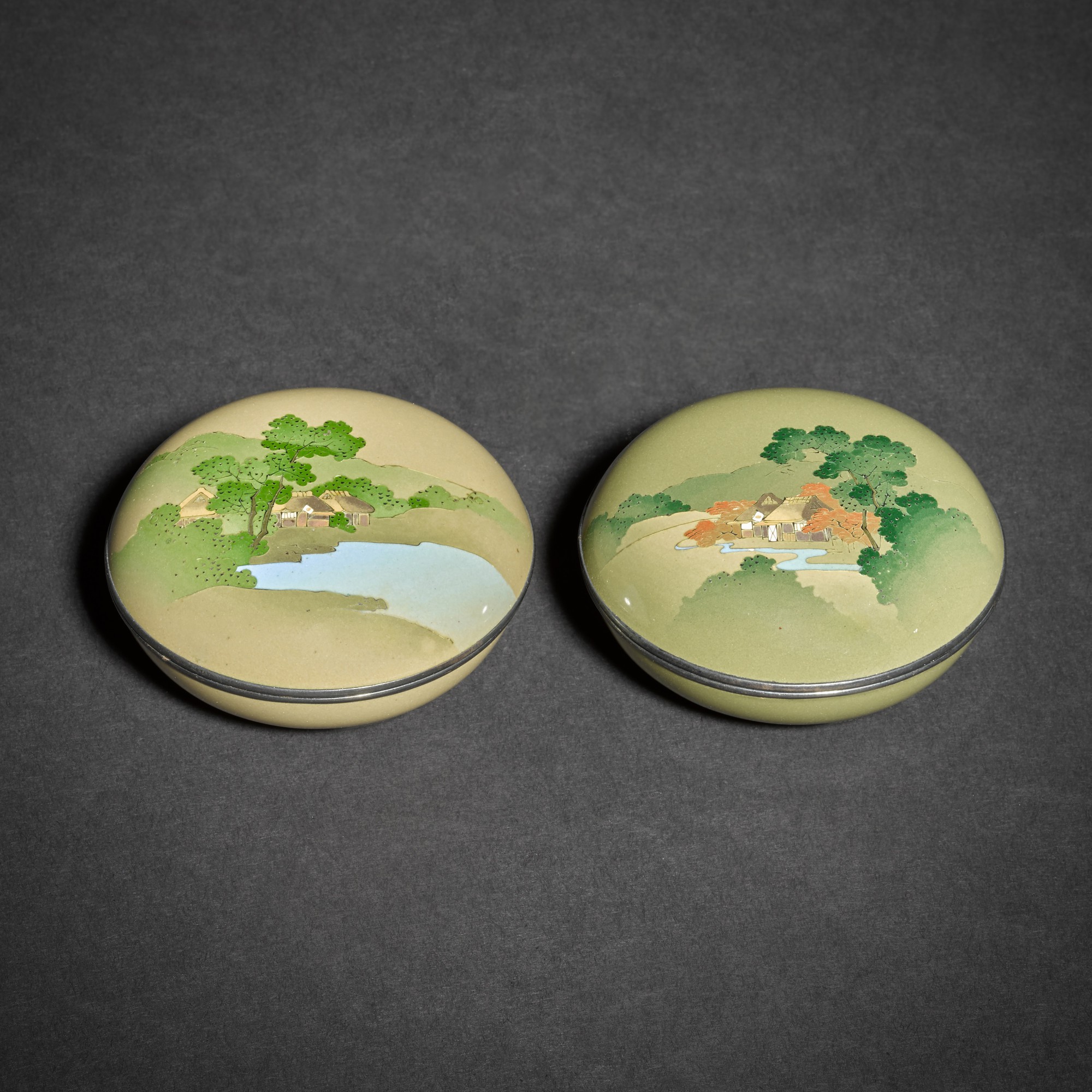 Two cloisonné enamel kogo [incense boxes] | Attributed to Namikawa ...