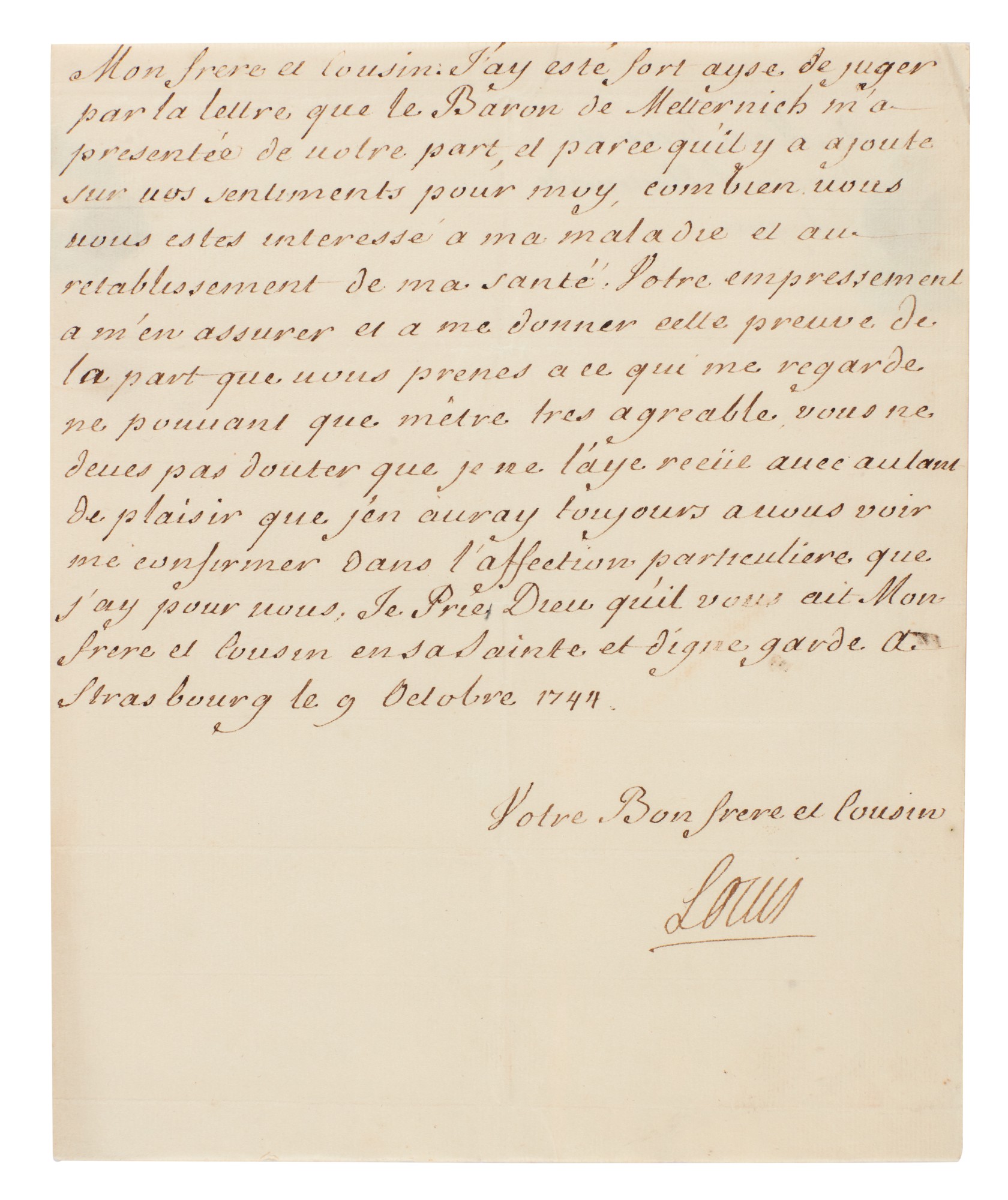 King Louis XV | Three letters signed, seeking the support of Cologne in ...