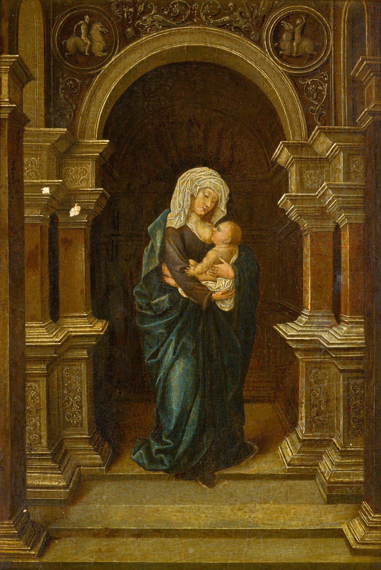 MANNER OF BERNARD VAN ORLEY | Madonna and Child, standing in an ...