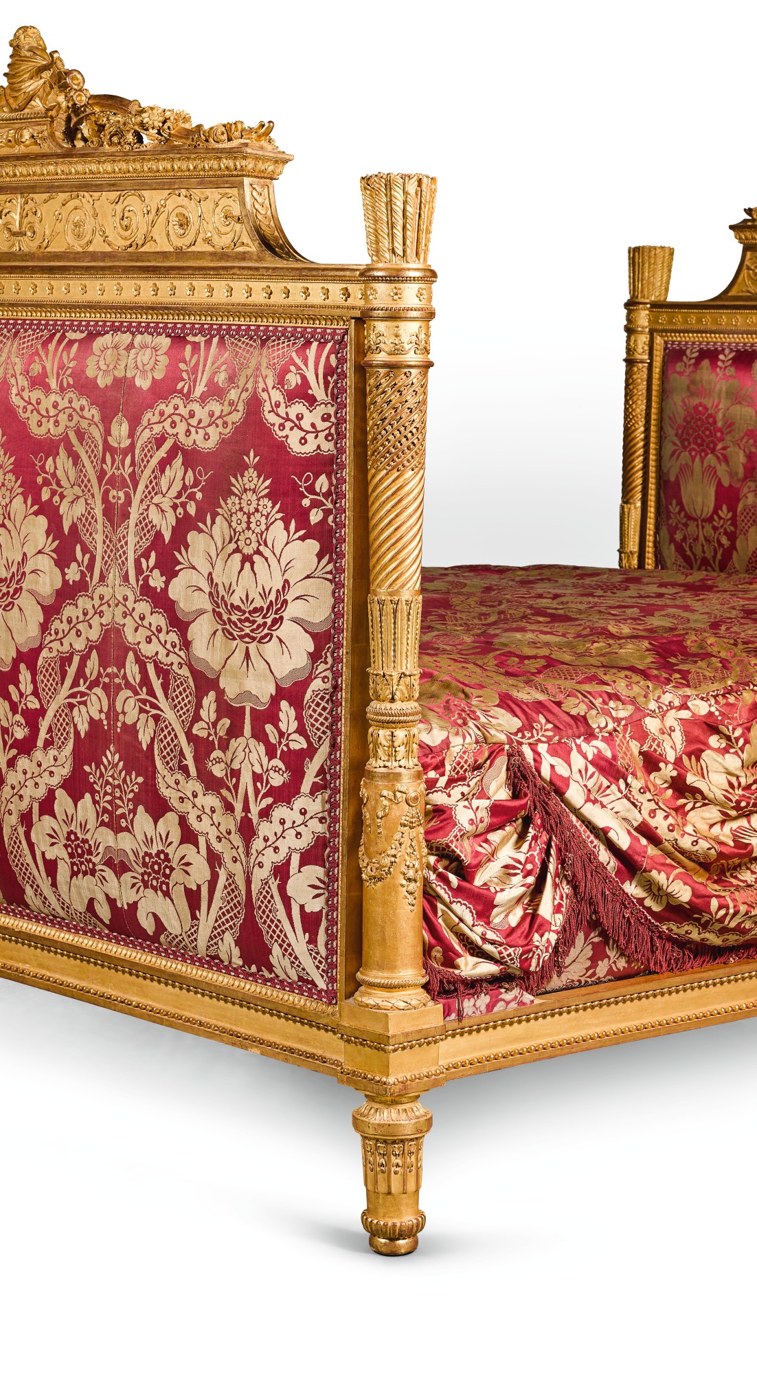 A LOUIS XVI CARVED GILTWOOD LIT À LA ROMAINE, ATTRIBUTED TO GEORGES ...