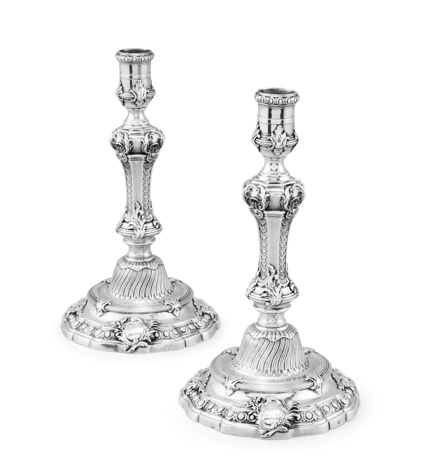 A pair of silver candlesticks, Alexis III Loir, Paris, 1752-1753 ...