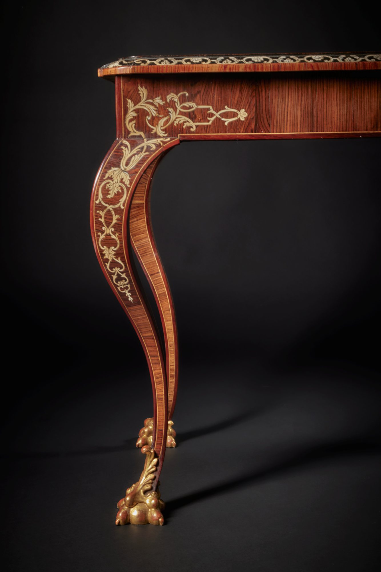 An Italian Rococo Engraved Ivory and Mother-of-Pearl Inlaid, Kingwood ...