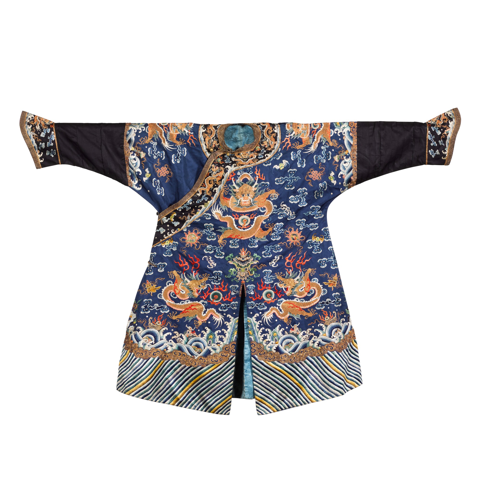 A blue-ground embroidered child's 'dragon' robe Qing dynasty, late 19th ...
