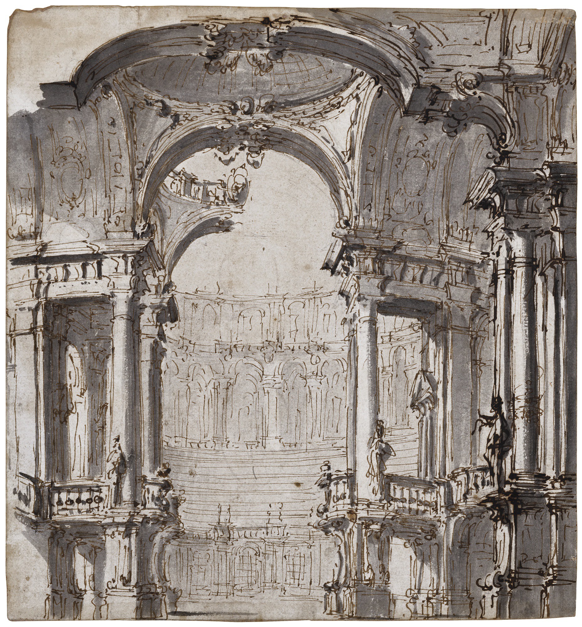 ATTRIBUTED TO GIUSEPPE GALLI BIBIENA | A SET DESIGN DEPICTING AN ...