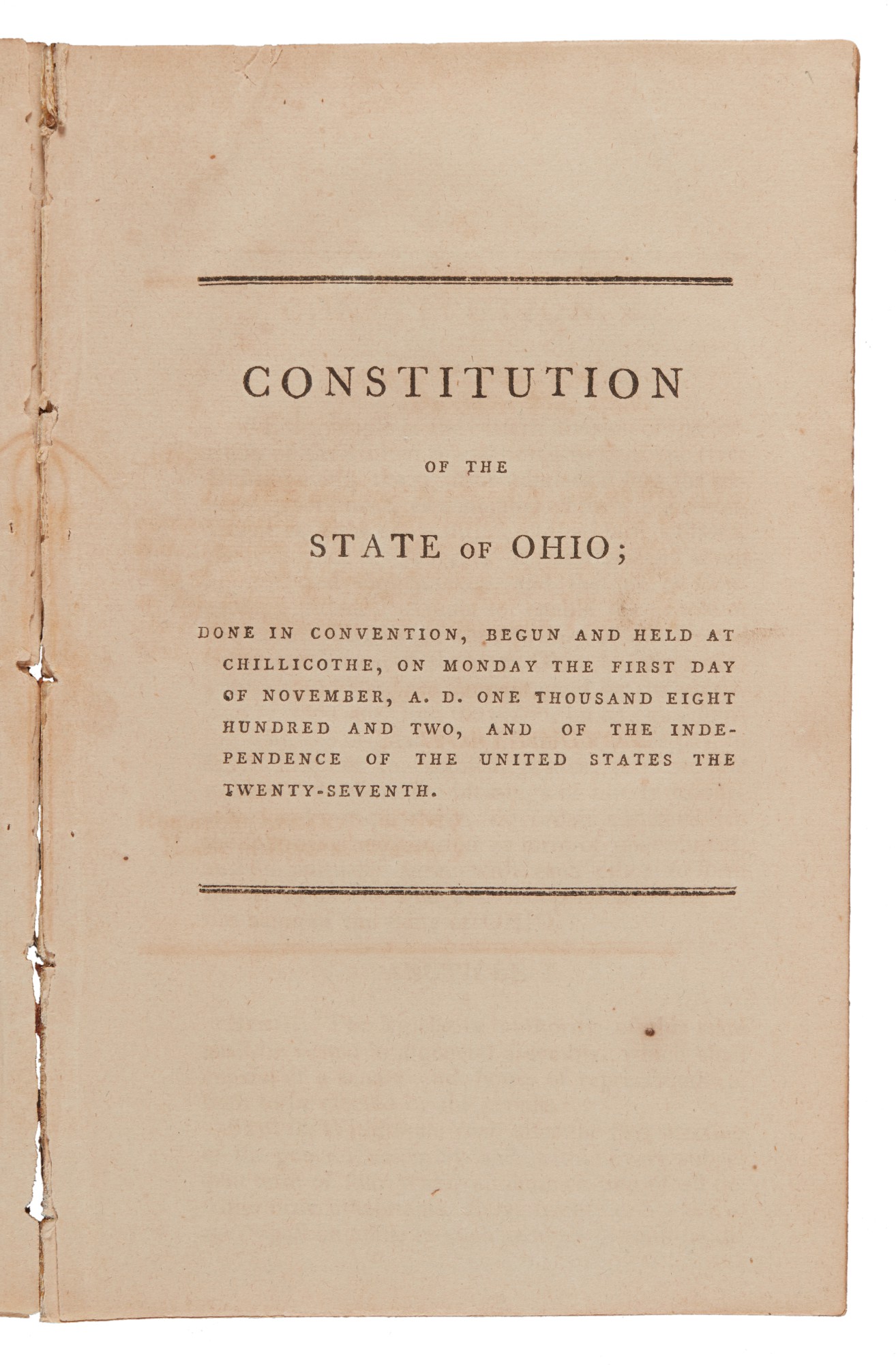 Ohio | The earliest obtainable edition of the first Constitution of ...