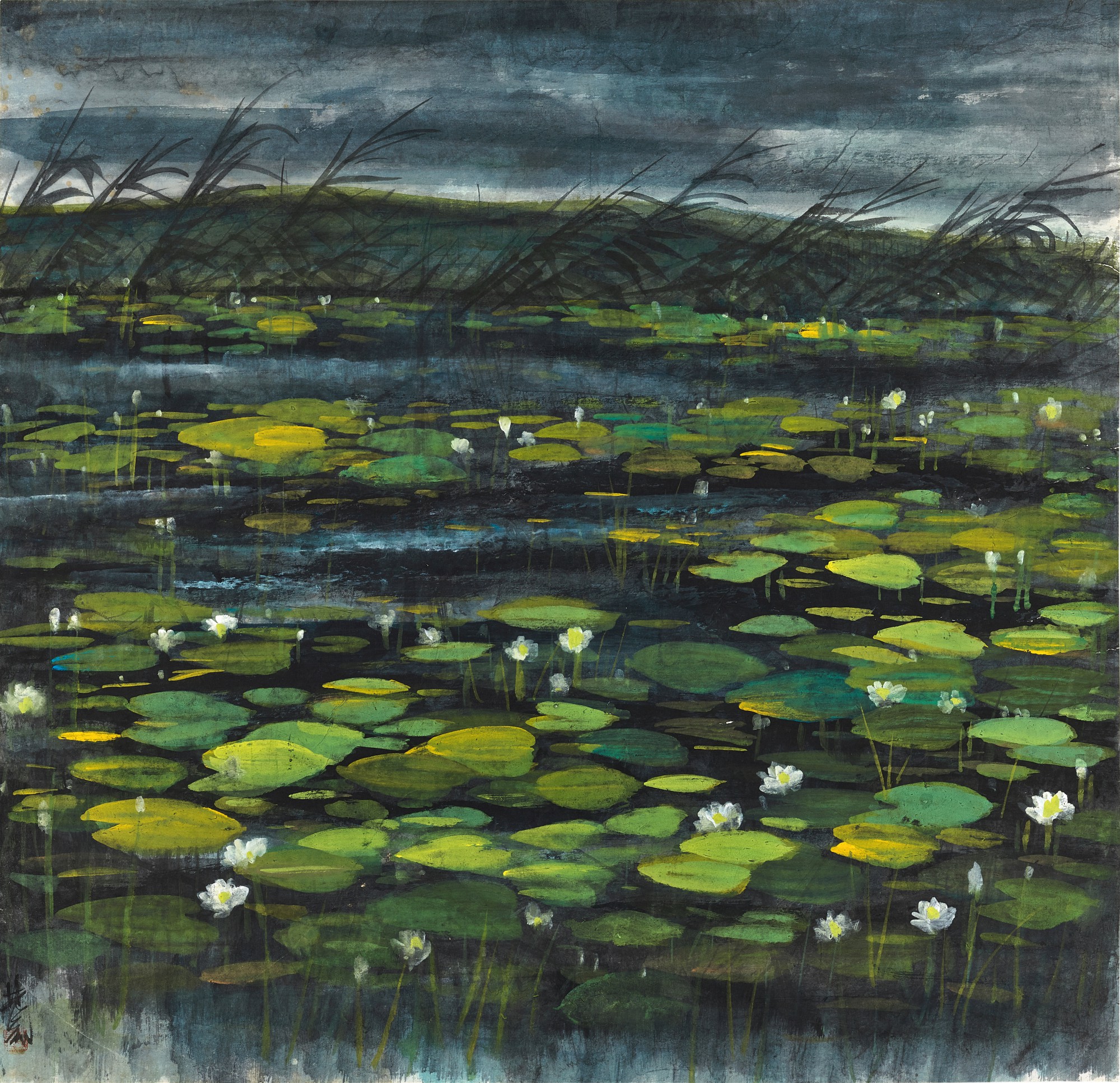 林風眠 Lin Fengmian | 荷塘暮色 Lotus Pond at Dusk | Fine Chinese Paintings ...