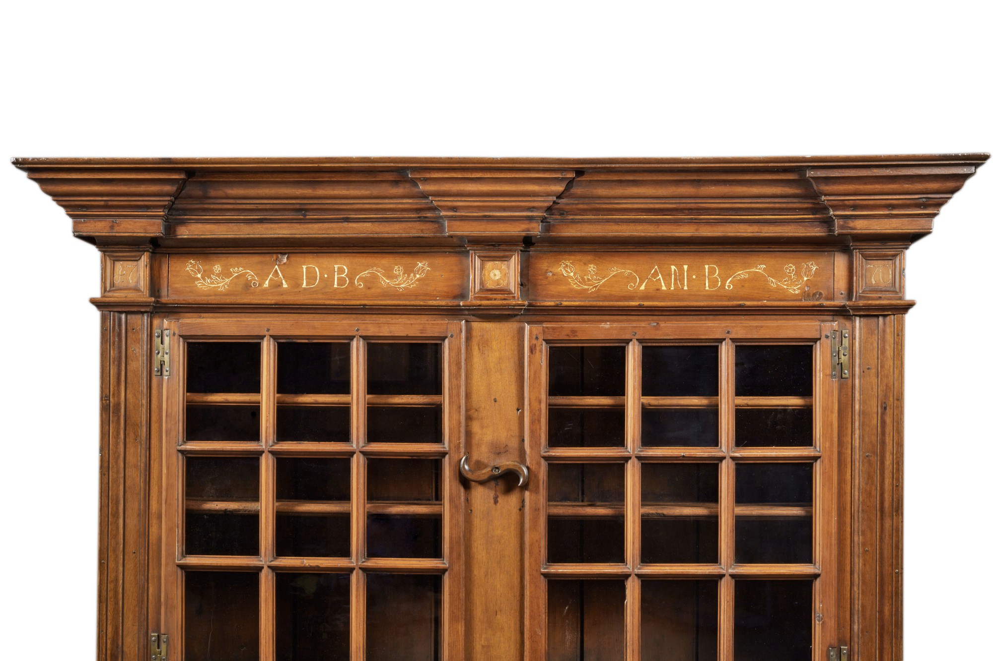 Very Fine and Rare Chippendale Sulfur-Inlaid Walnut Stepback Cupboard ...