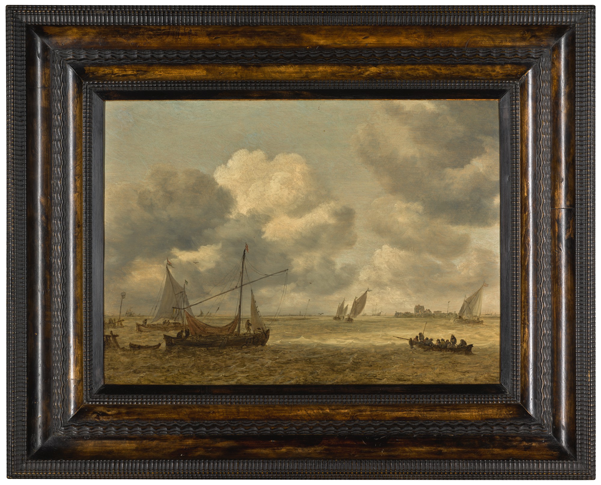 JAN JOSEFSZ. VAN GOYEN | COASTAL SCENE WITH SMALL VESSELS IN A CHOPPY ...