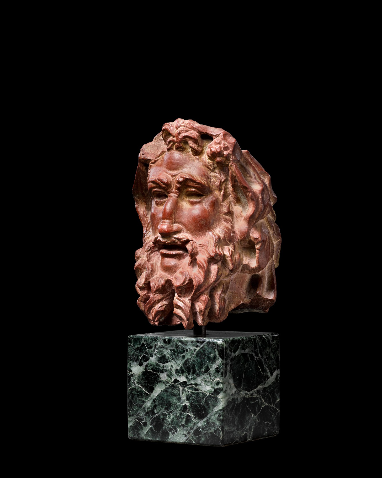 A Rosso Antico Marble Herm Head of a Satyr, circa 2nd Century A.D ...