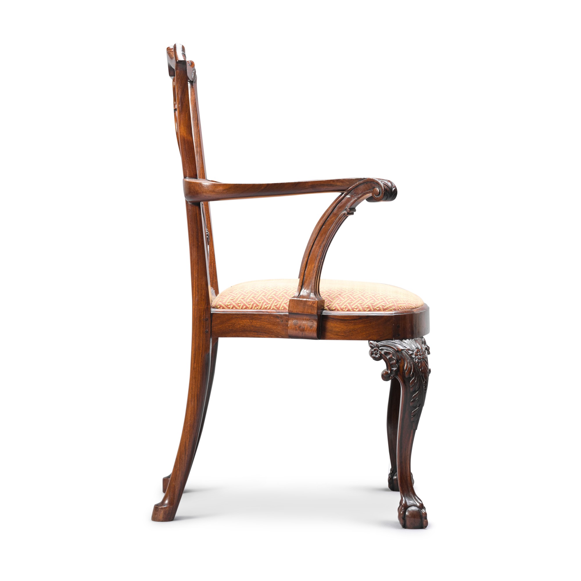 A pair of Chinese Export hardwood armchairs, probably Canton, circa ...