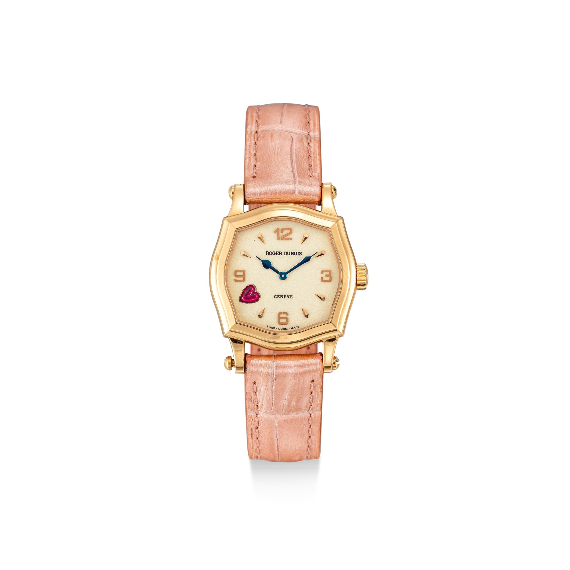 A pink gold and ruby-set wristwatch, Circa 2000 | 羅杰杜彼 粉紅金鑲紅寶石腕錶，約2000 ...