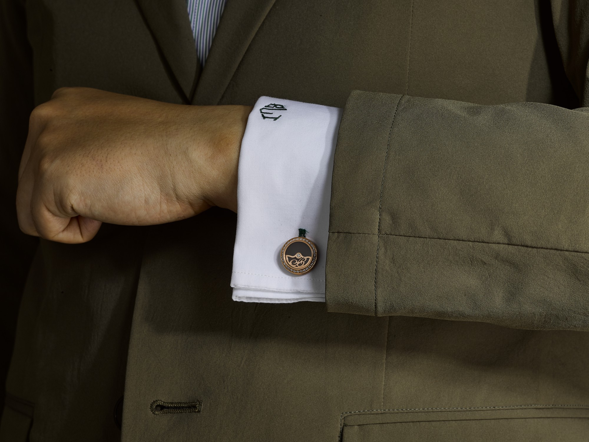 BREGUET | ROTOR A PAIR OF PINK GOLD AND DIAMOND-SET CUFFLINKS WITH ...