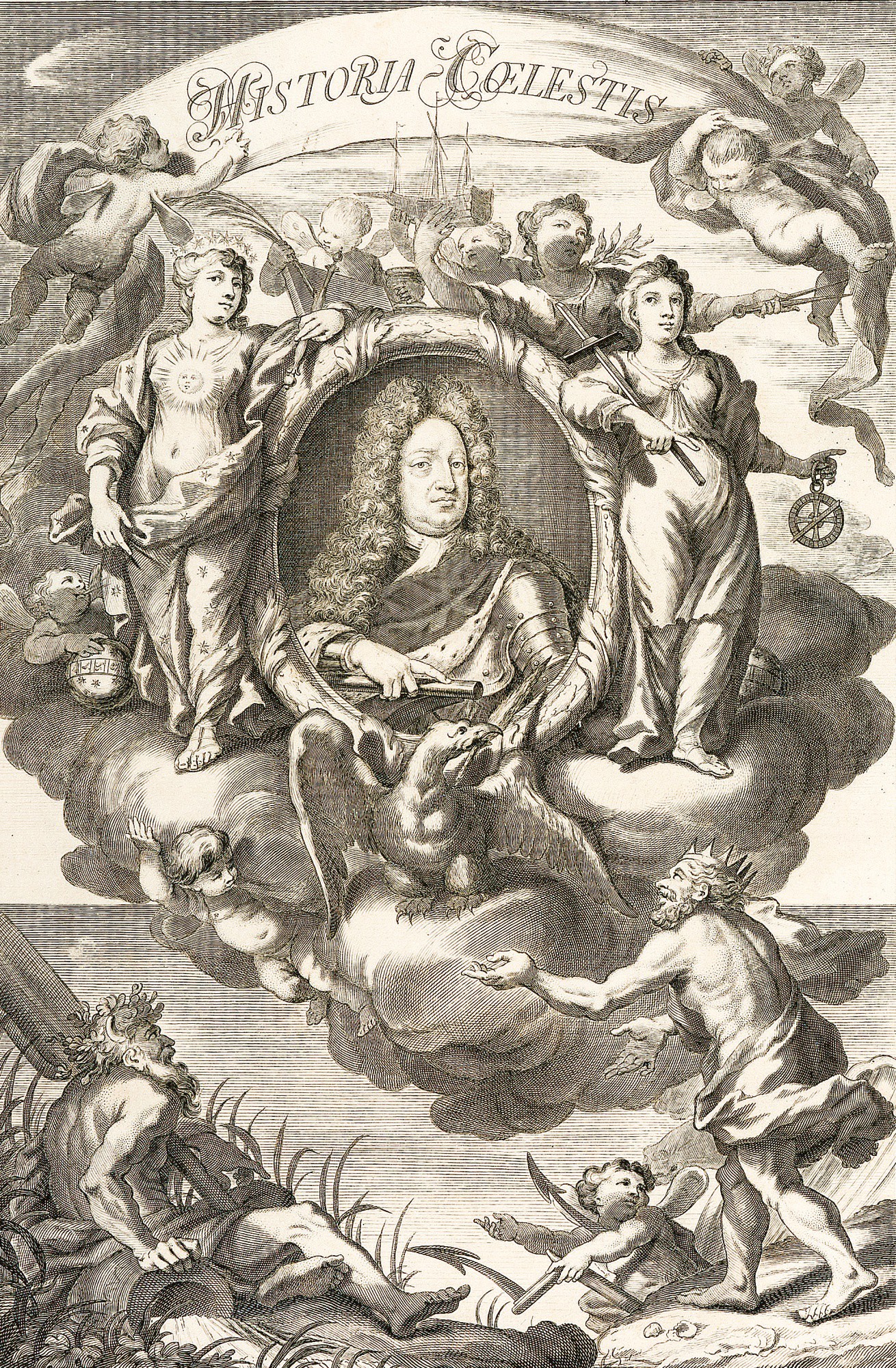 Flamsteed. Historiae Coelestis. 1712. 2 parts in one, folio, calf ...