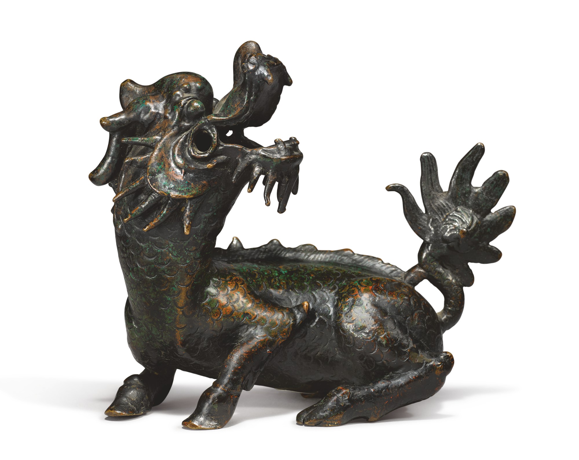 A CHINESE BRONZE FIGURE OF A MYTHICAL BEAST, QING DYNASTY, 19TH CENTURY ...