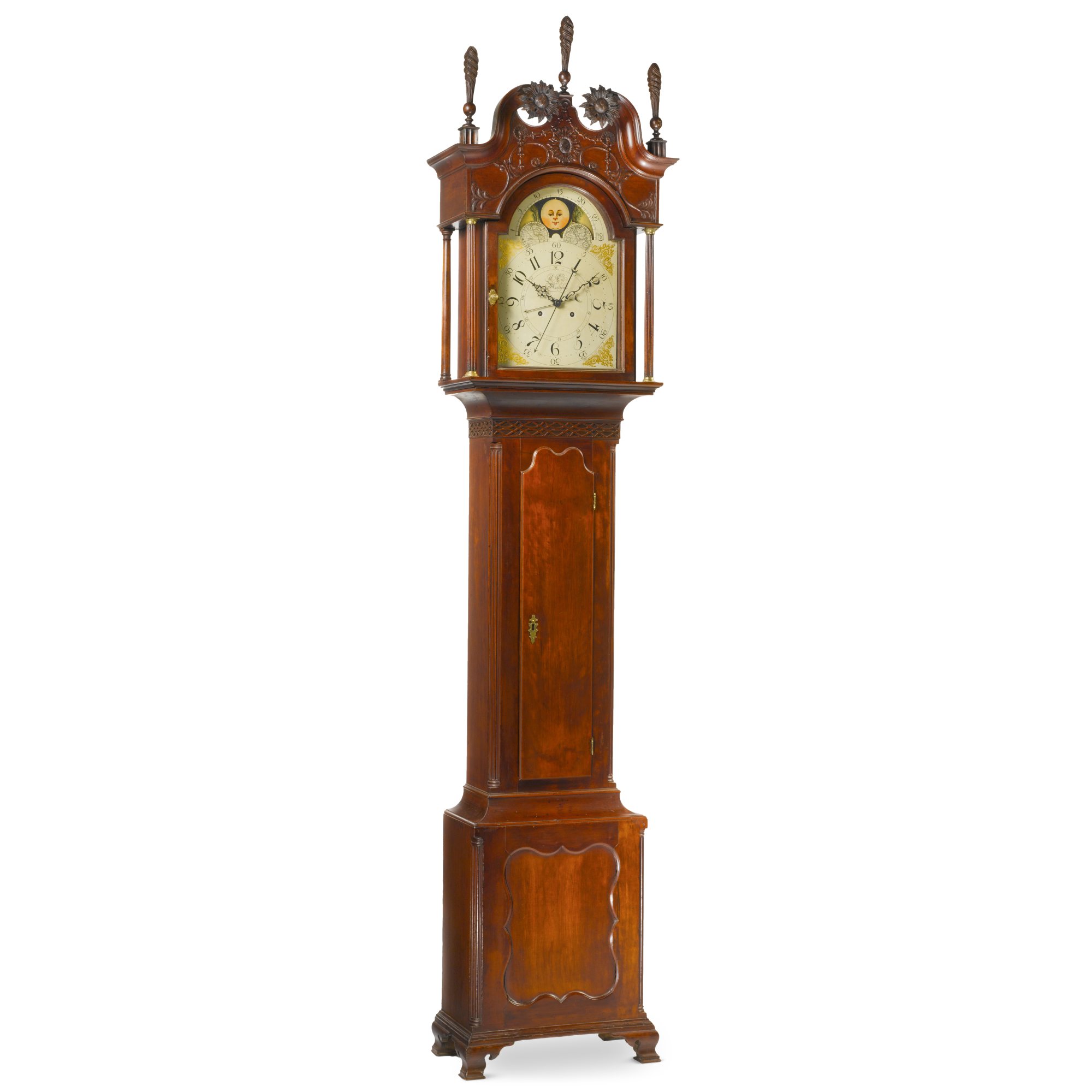 A Very Rare Chippendale Carved Cherrywood Tall-Case Clock, works by ...