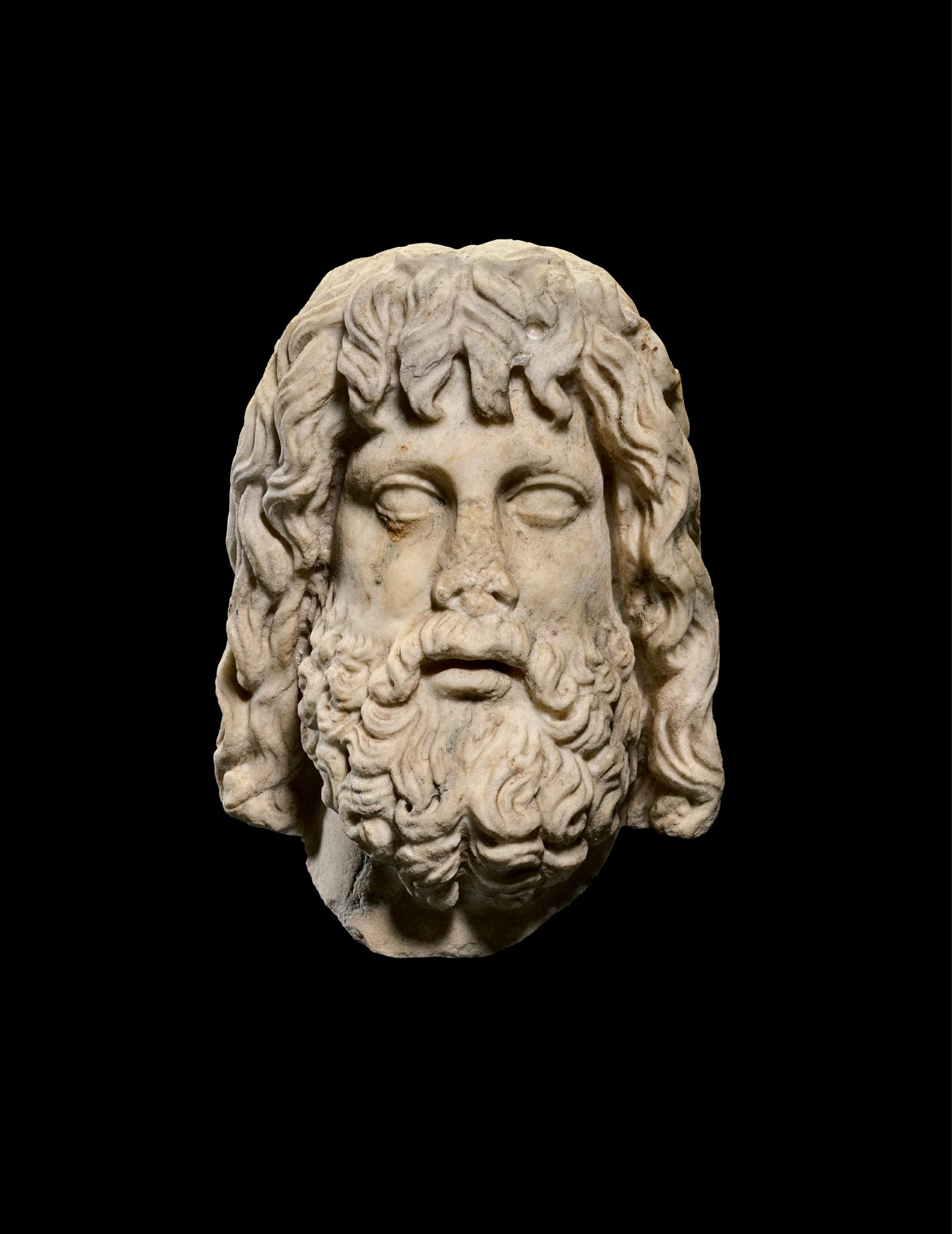 A ROMAN MARBLE HEAD OF SARAPIS, CIRCA 2ND CENTURY A.D., ON 19TH CENTURY ...