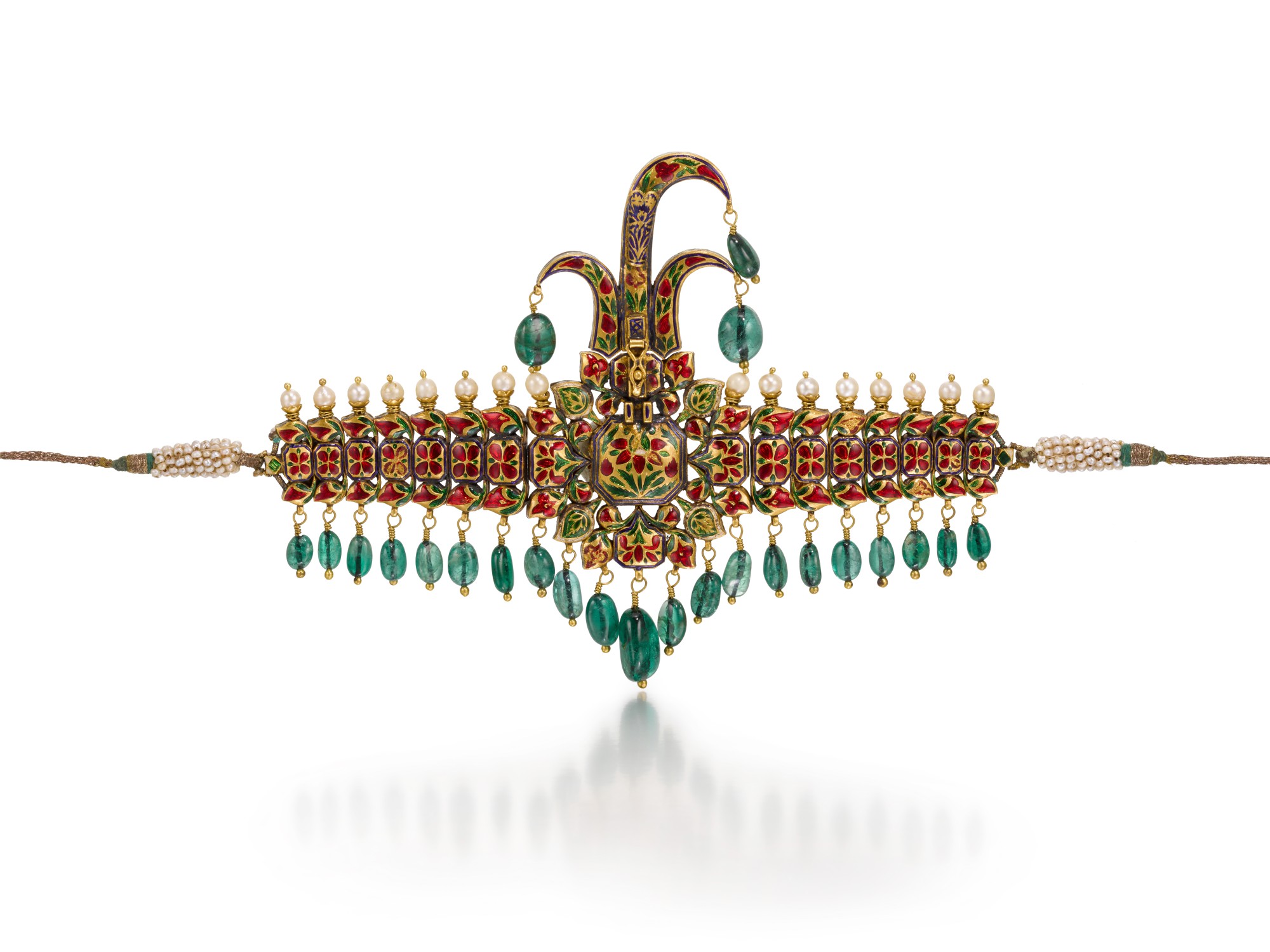 A gem-set and enamelled turban ornament (sarpech), India, late 19th ...