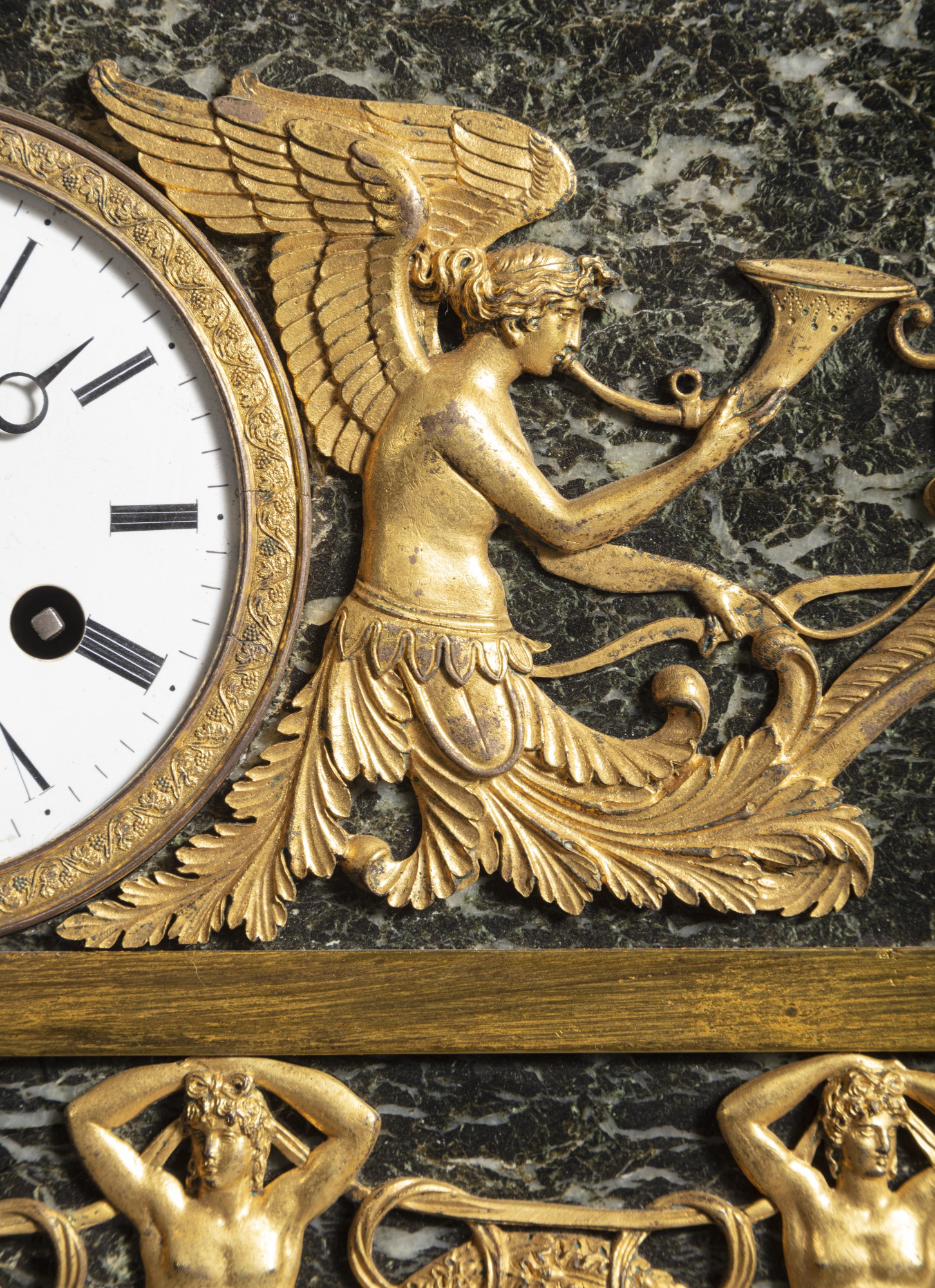 A gilt bronze and sea-green marble ephebes clock, late 18th century ...