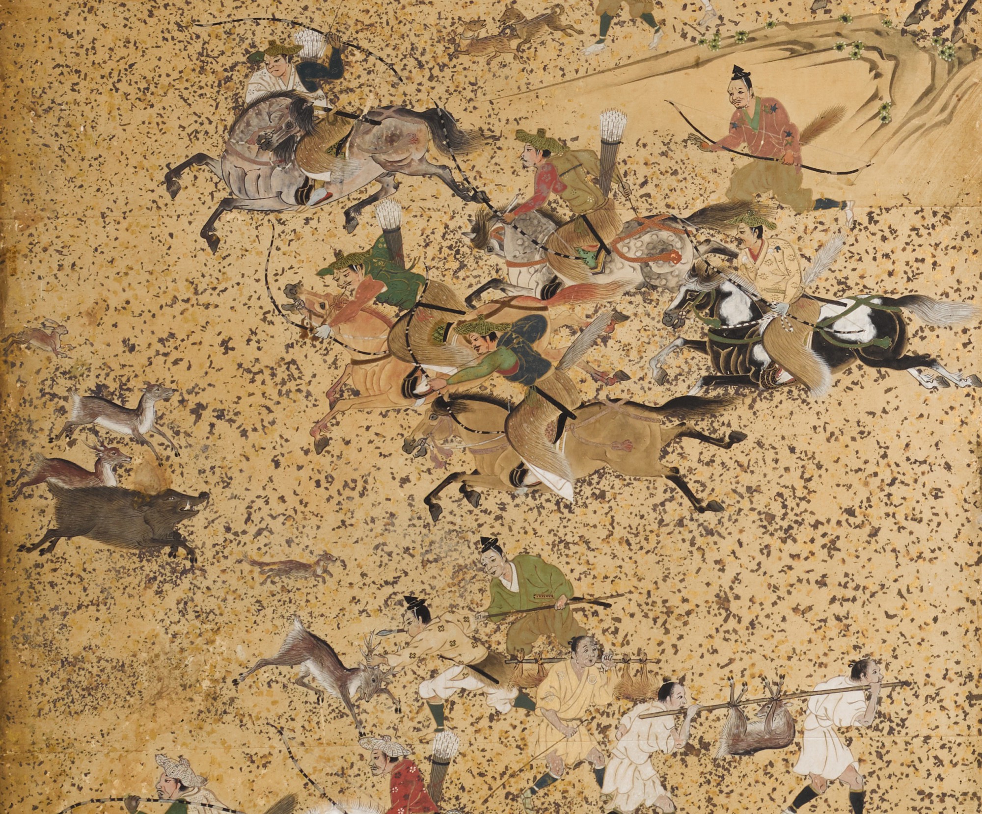 Anonymous | Hunting scene before Mount Fuji | Edo period, late 17th ...