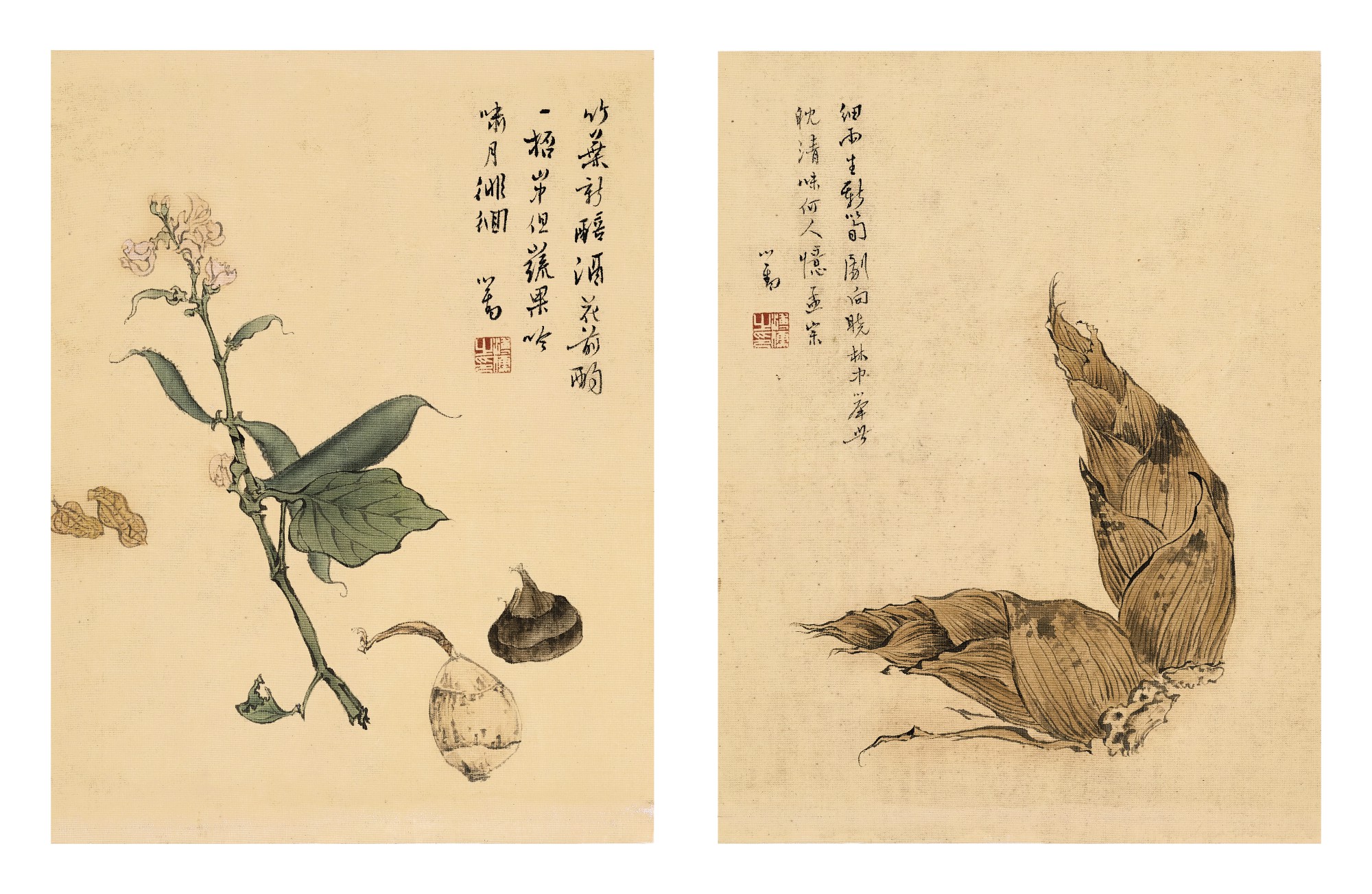 PU RU 溥儒 | VEGETABLES AND BAMBOO SHOOTS 蔬果、竹筍 | Fine Chinese Paintings ...