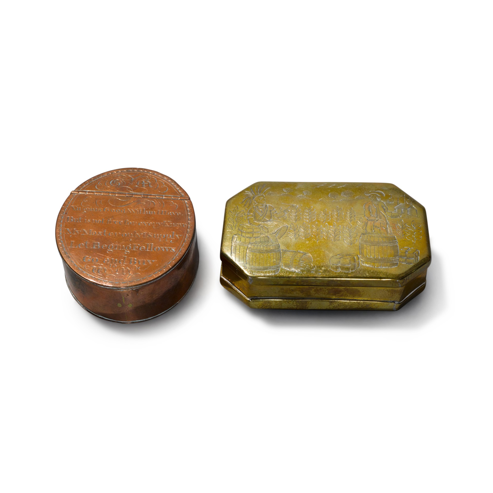Two English Engraved Brass Tobacco Boxes, 18th Century | The William K ...