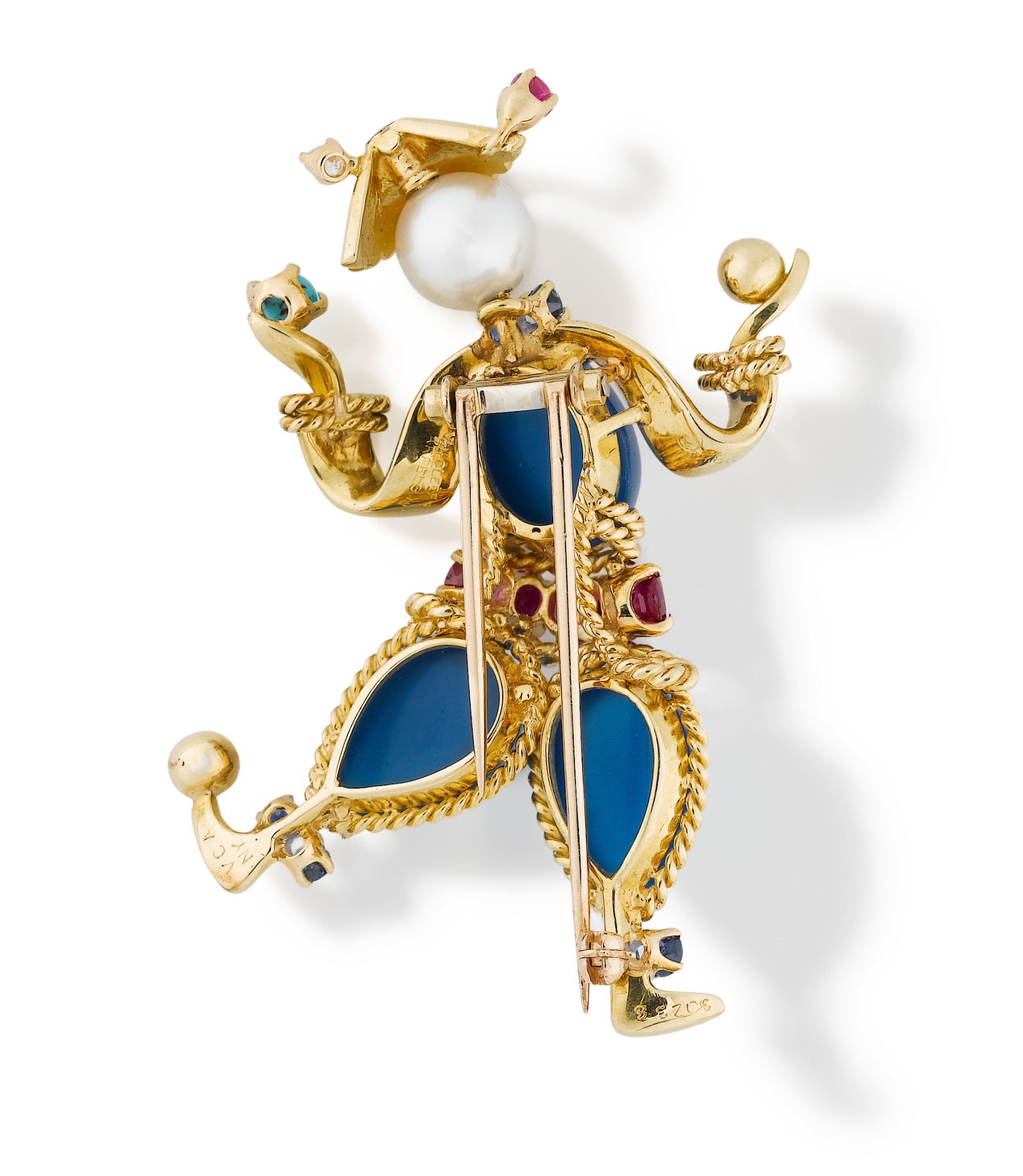 Van Cleef & Arpels | Broche calcédoine perle rubis et turquoise ...