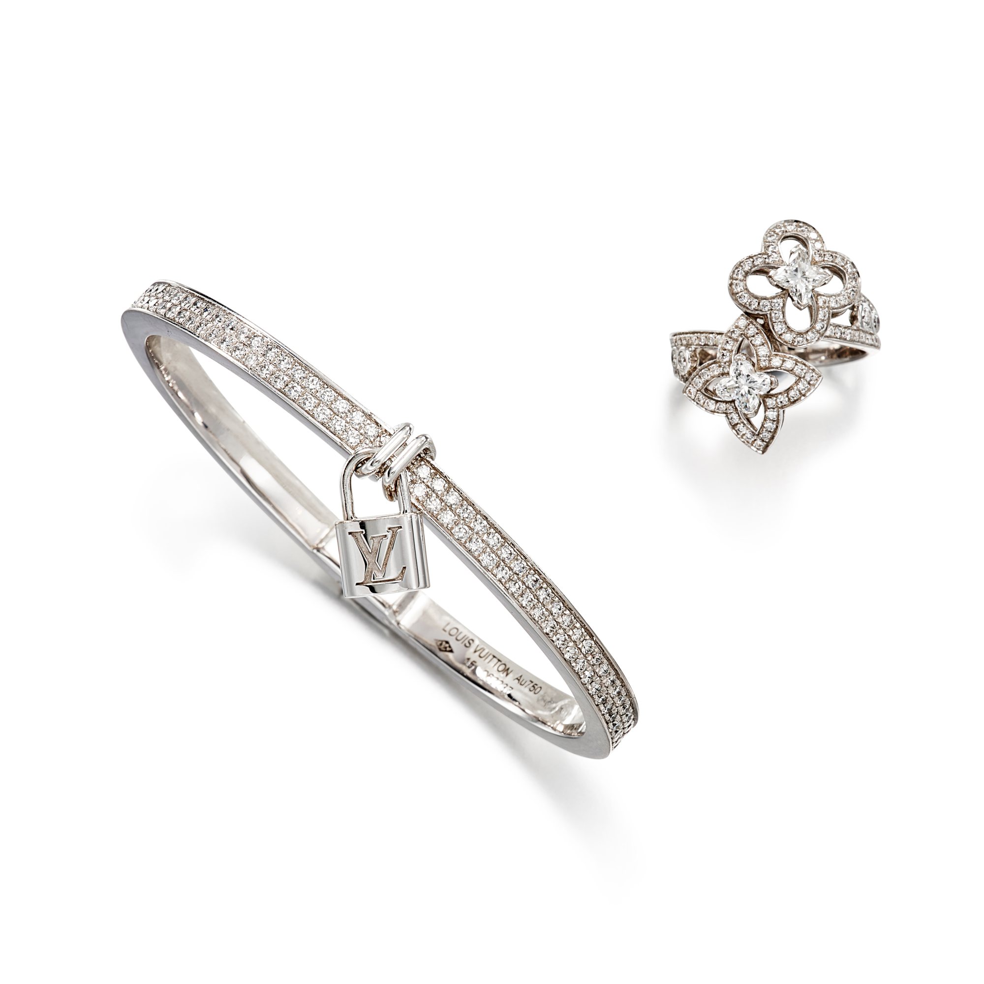 'Monogram Fusion' Diamond Ring; and 'Lockit' Diamond Bangle | 路易威登 | 'Monogram Fusion' 鑽石 戒指 及 ...