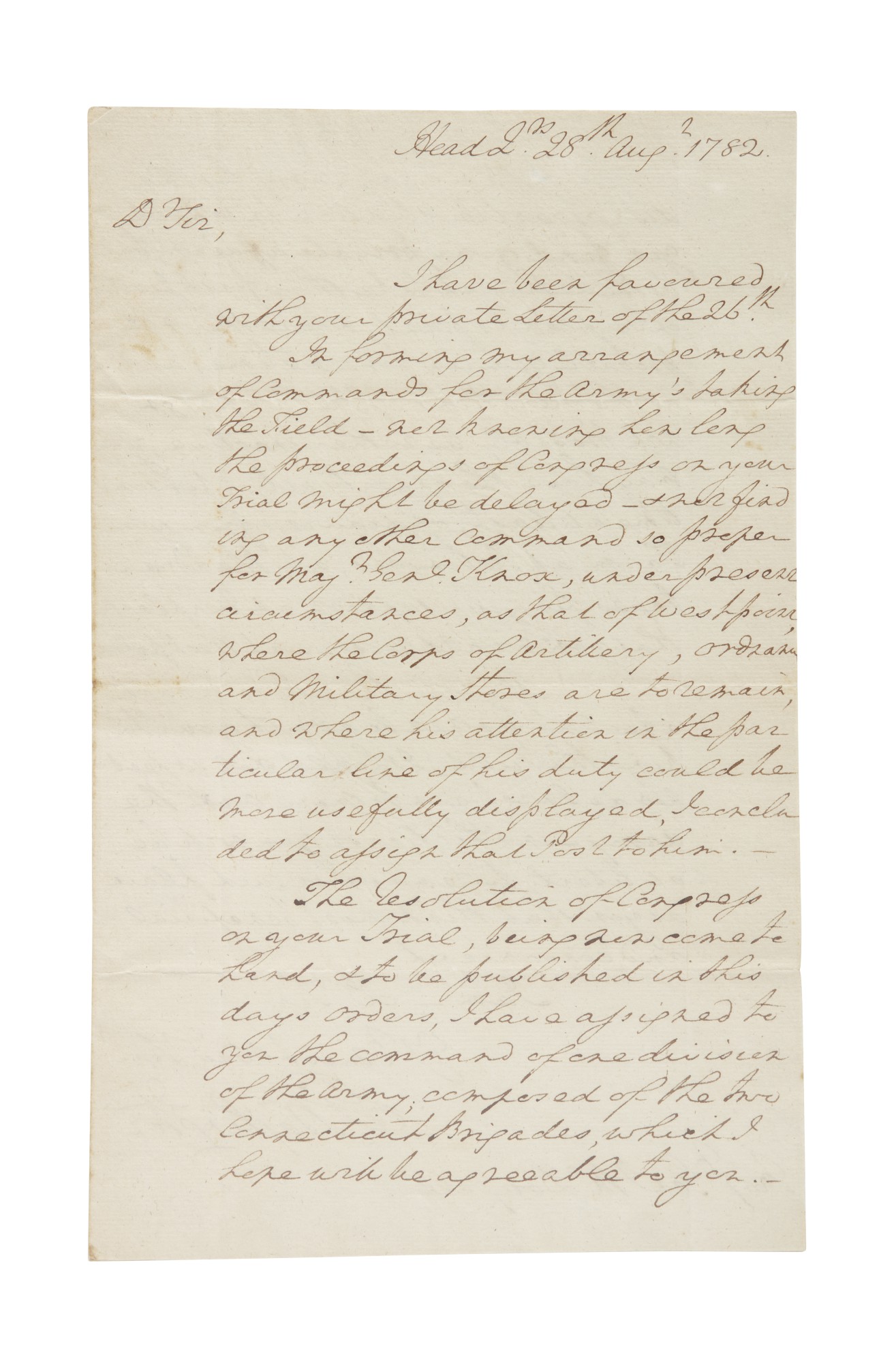 Washington, George. A letter to Major General Alexander McDougall ...
