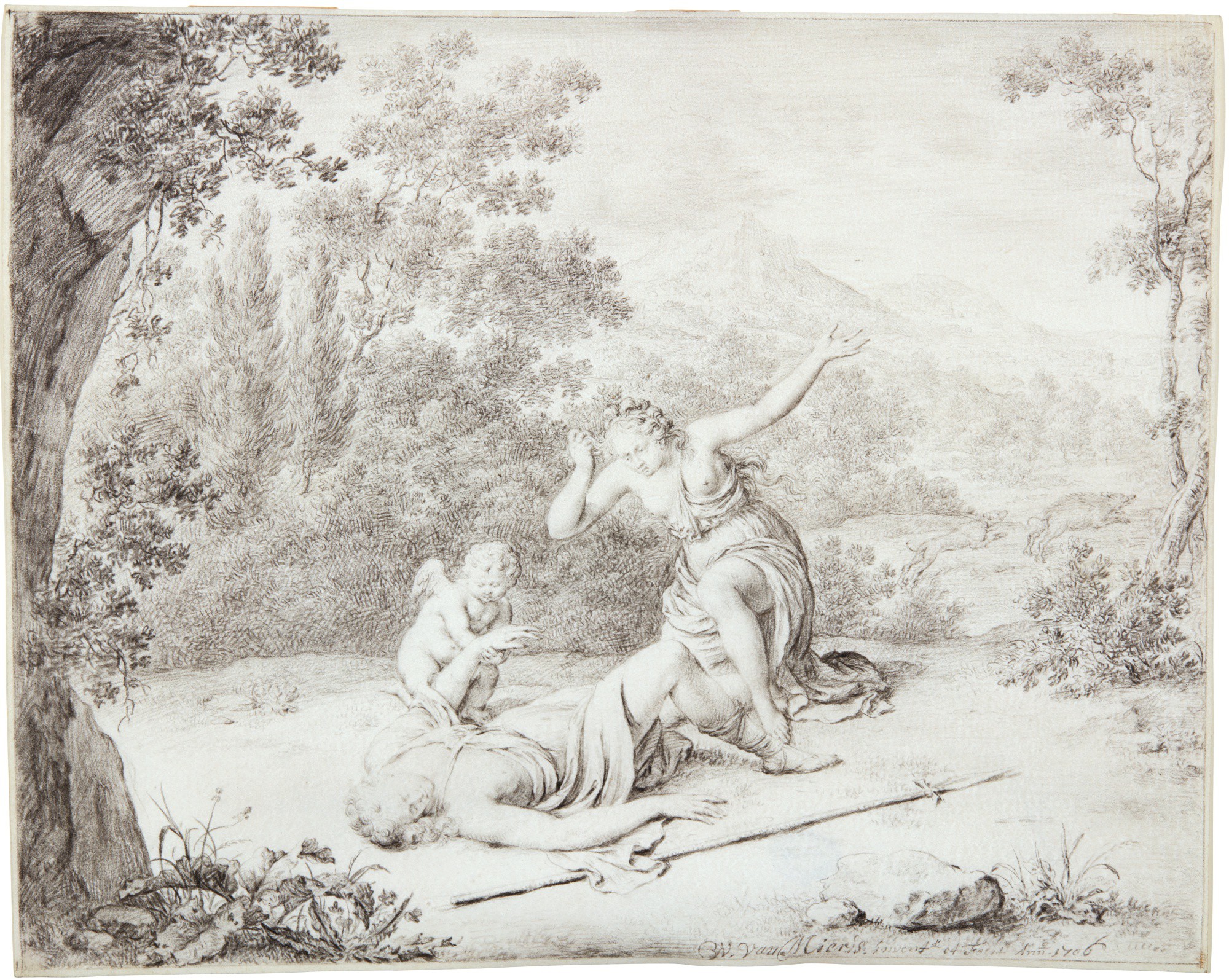 WILLEM VAN MIERIS | VENUS MOURNING ADONIS | Old Master Drawings | Old ...