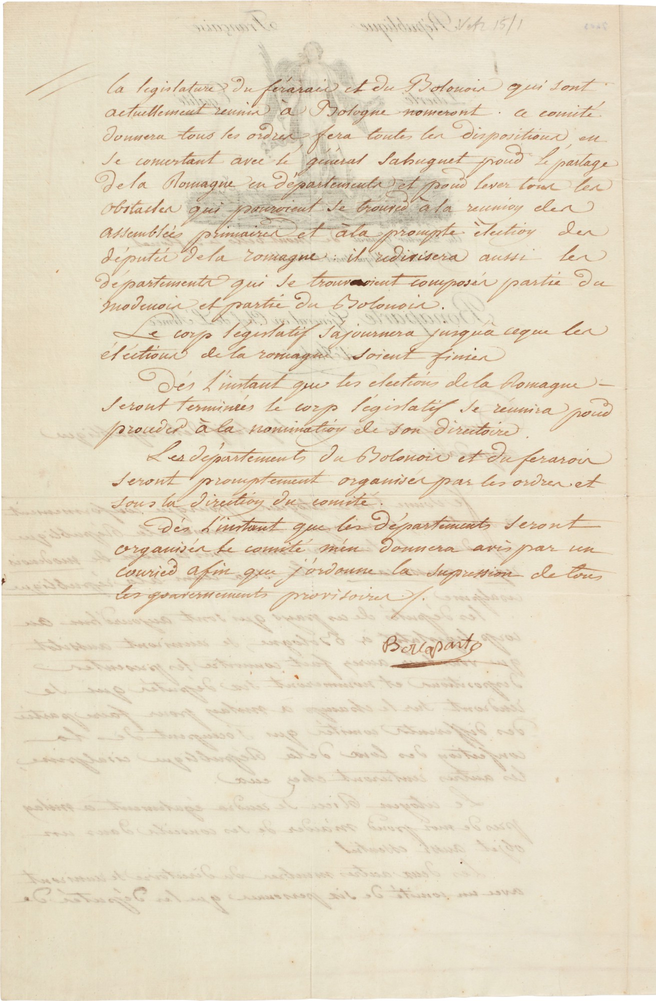 Napoleon I | Letter signed, on the founding of the Cisalpine Republic ...
