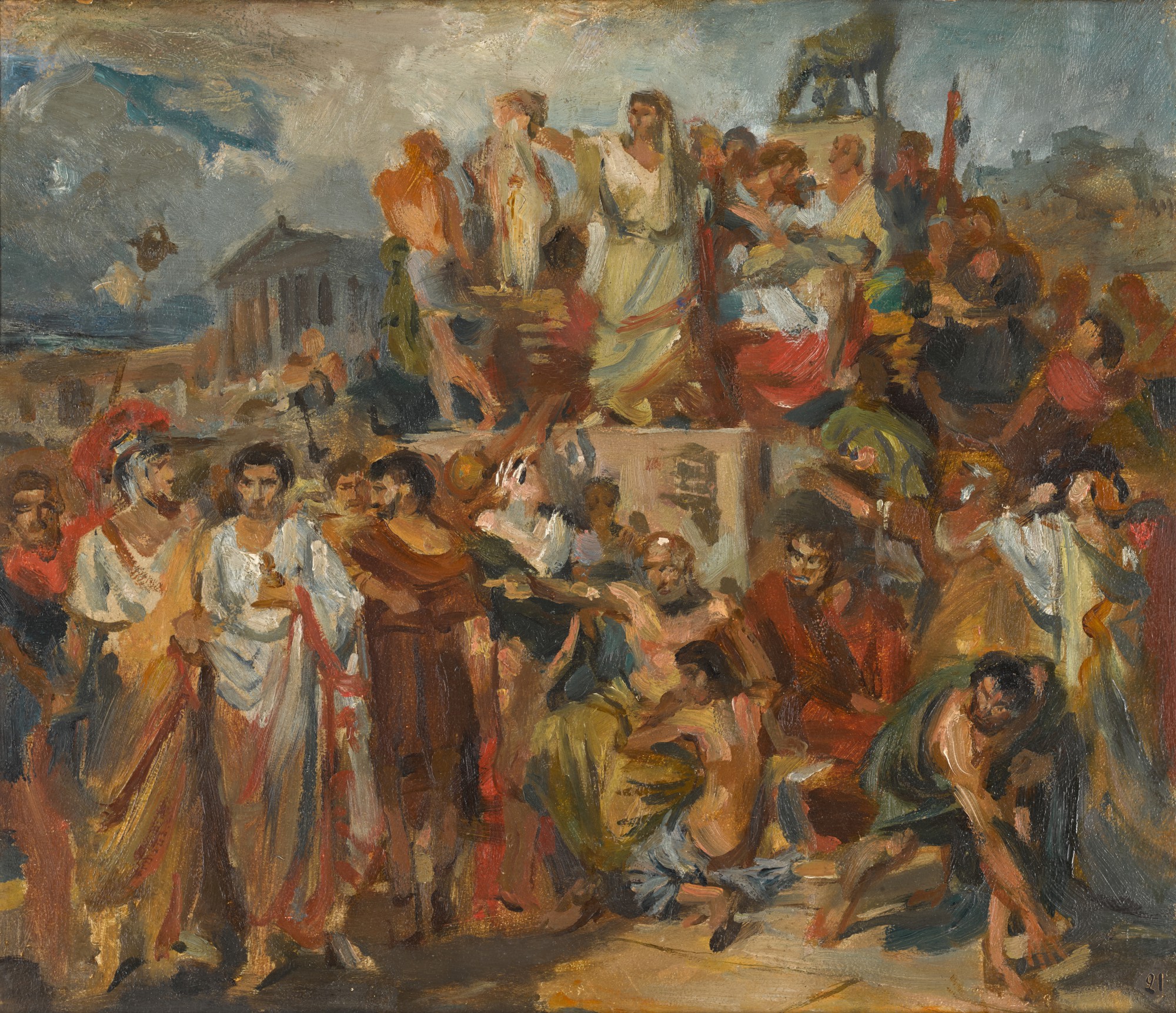 Mark Antony delivering the funeral oration over the dead body of Caesar ...