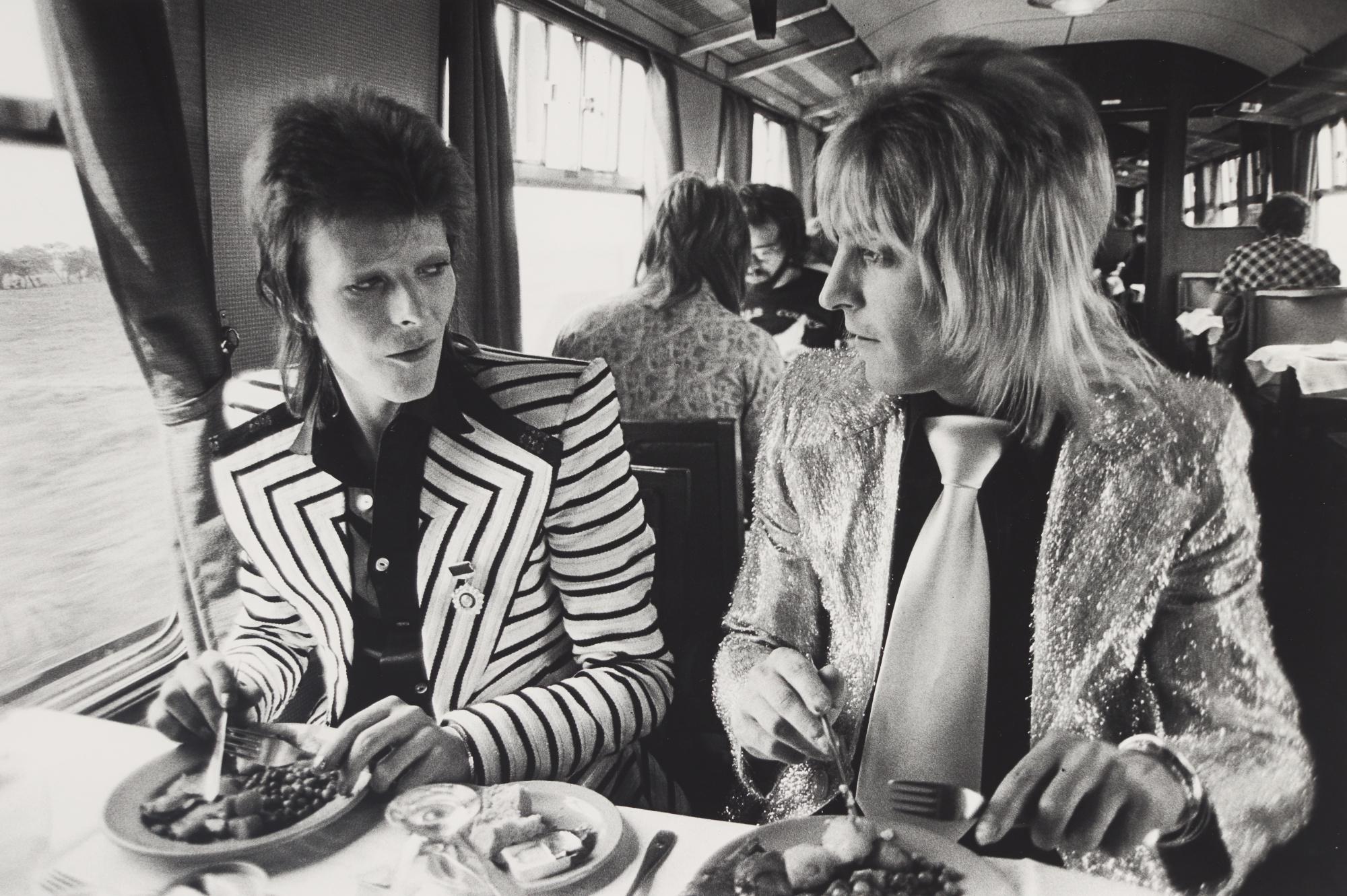 MICK ROCK | DAVID BOWIE AND MICK RONSON, LUNCH ON TRAIN TO ABERDEEN ...