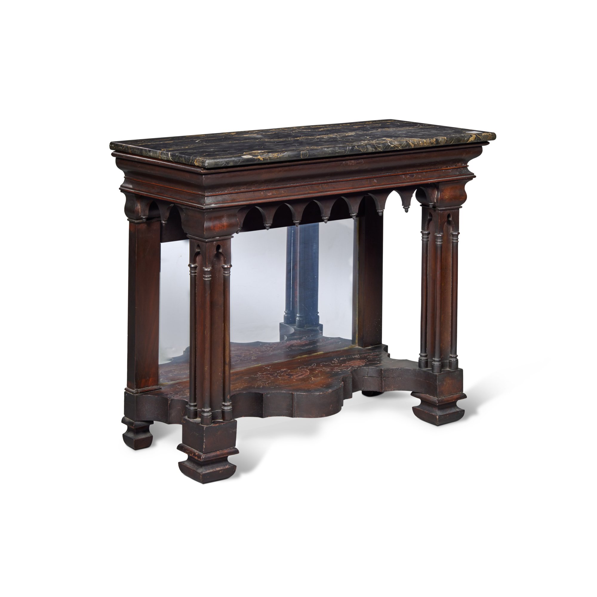A Rare Gothic Revival Figured Mahogany Pier Table, Joseph Meeks and ...