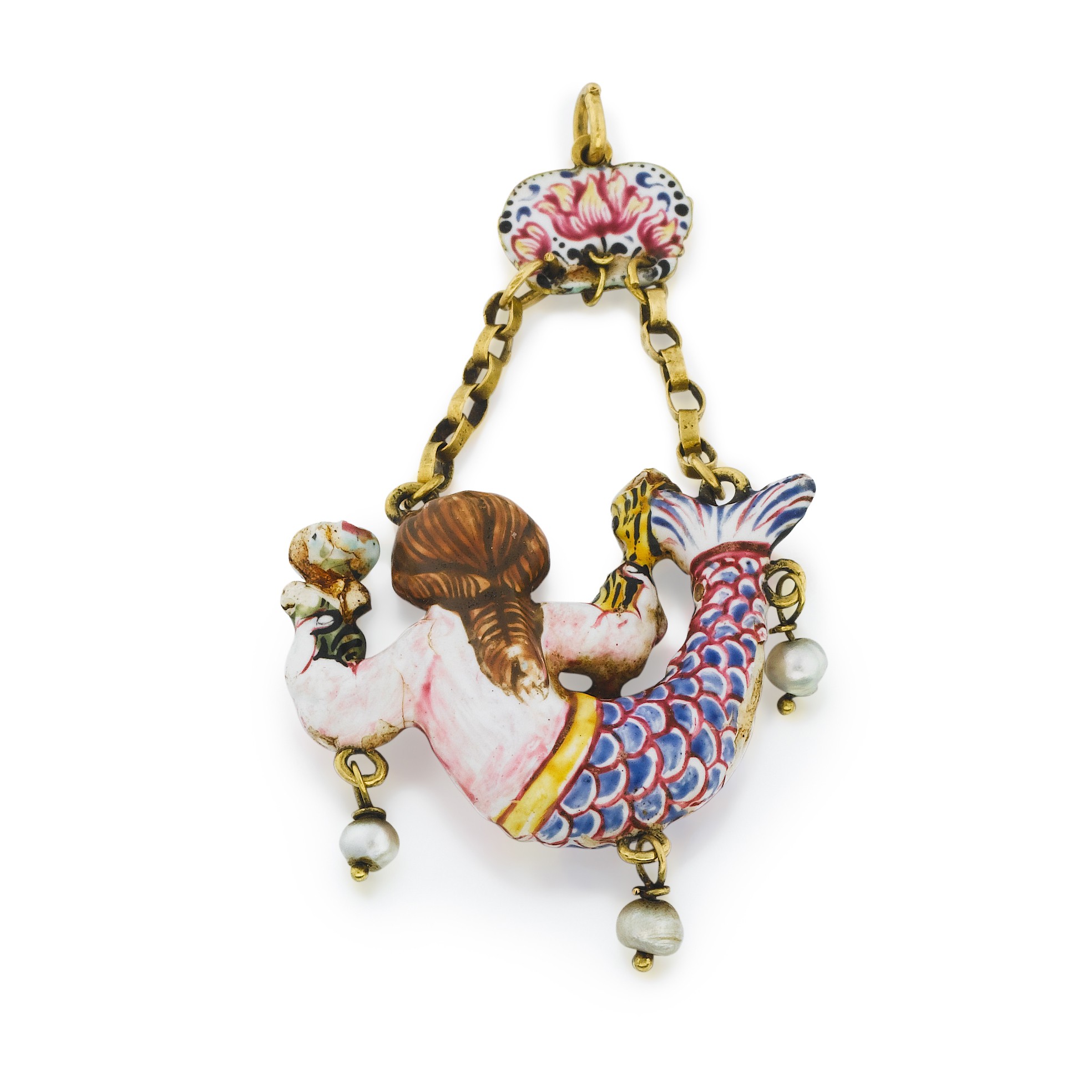 A gold and enamel Mermaid pendant, Spanish, Early 18th century or later ...
