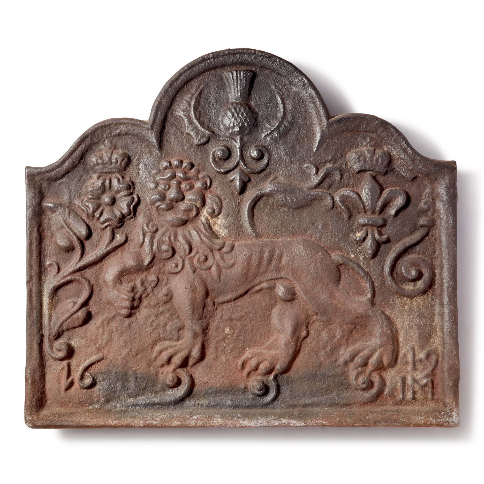 English Cast Iron 'Lion Passant' Fireback, Dated 1649 | The William K ...