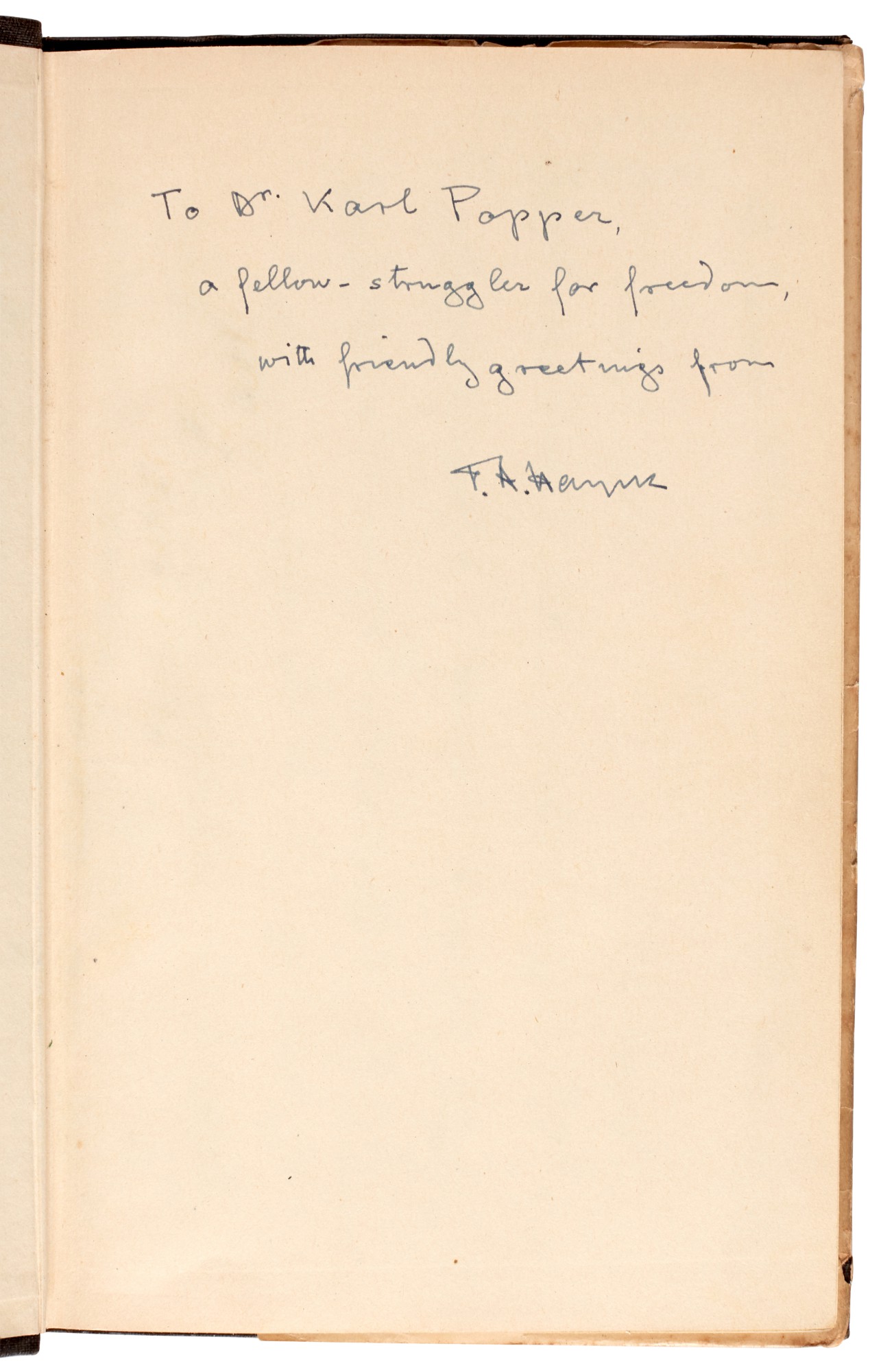 HAYEK | The Road to Serfdom, 1944, inscribed to Karl Popper | English ...