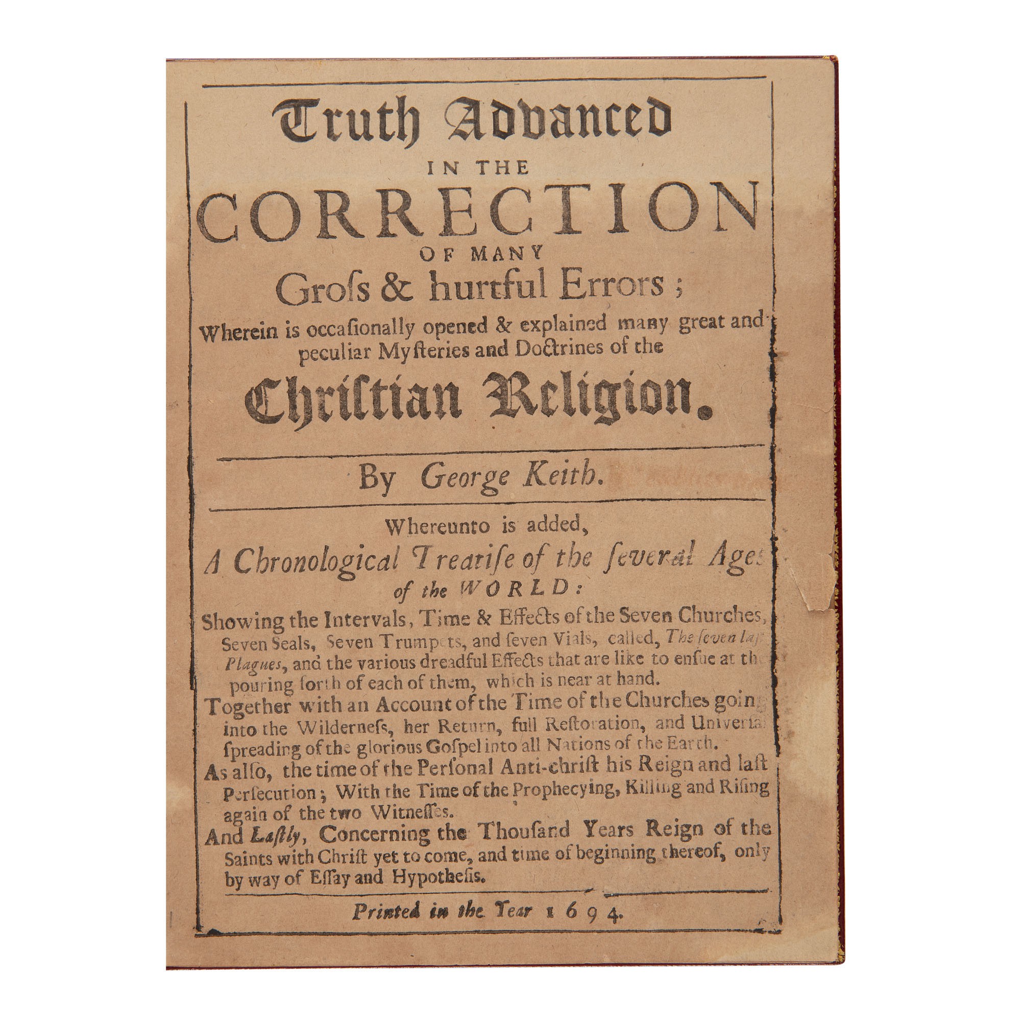 Keith, George | The first book printed in New York | The Passion of ...