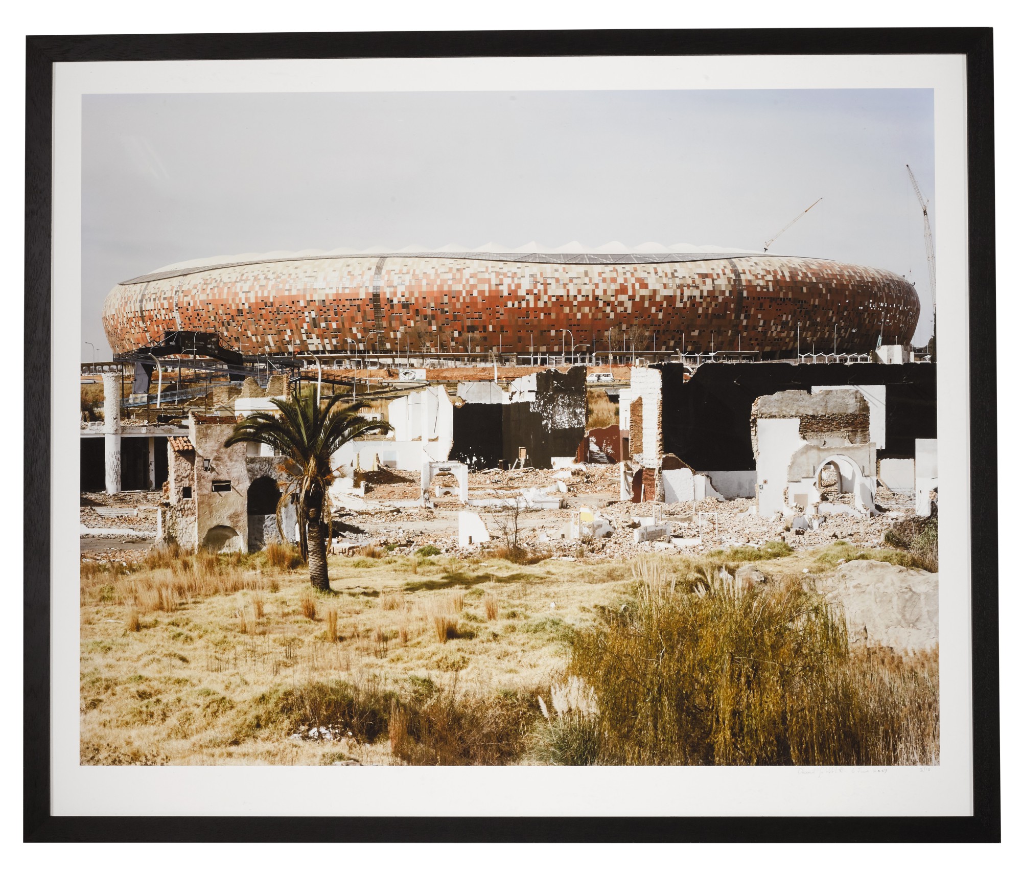 Soccer City stadium and the ruins of Shareworld. The Stadium was built ...